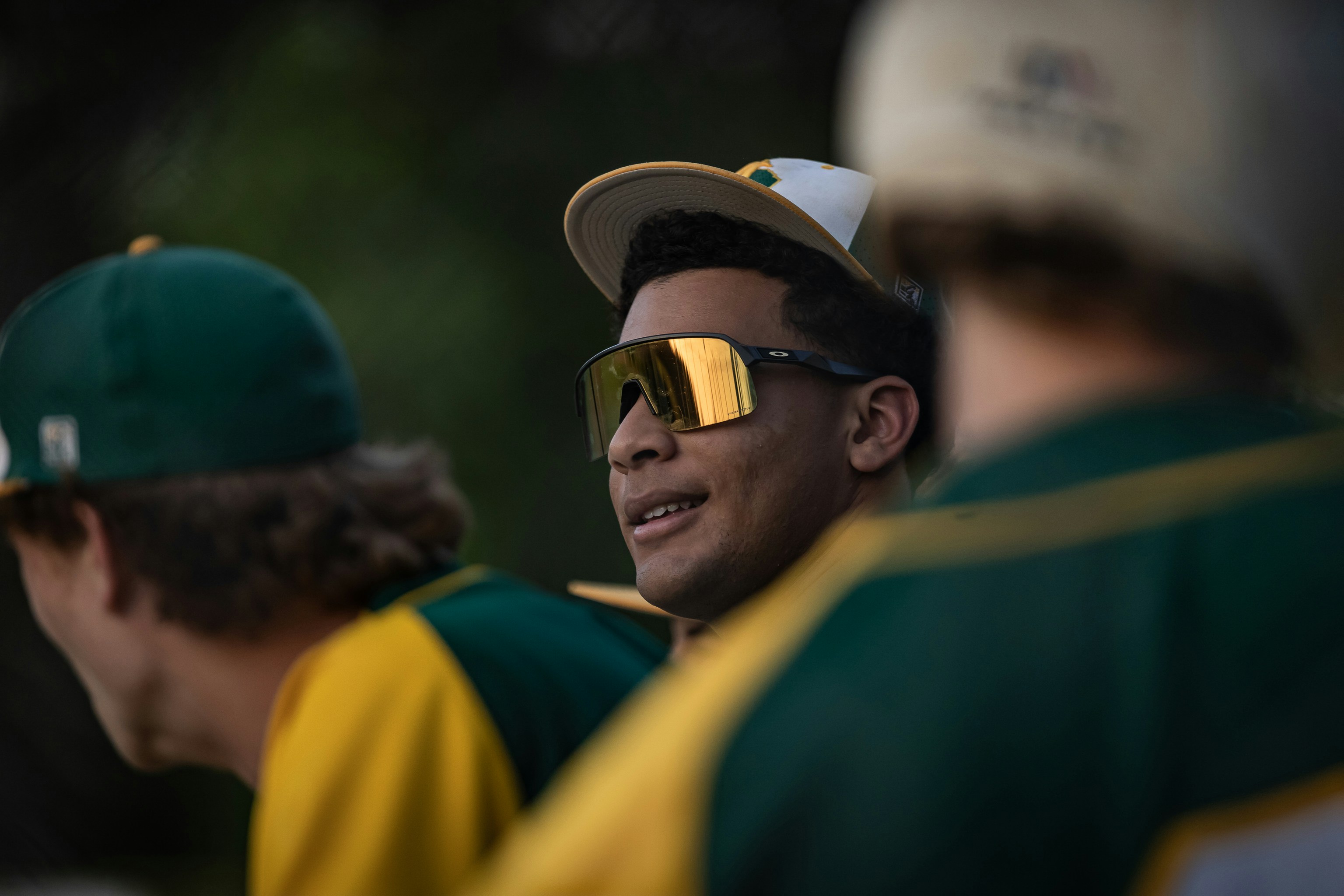 Glimmering Focus: A Team Moment Beneath Sporty Visors