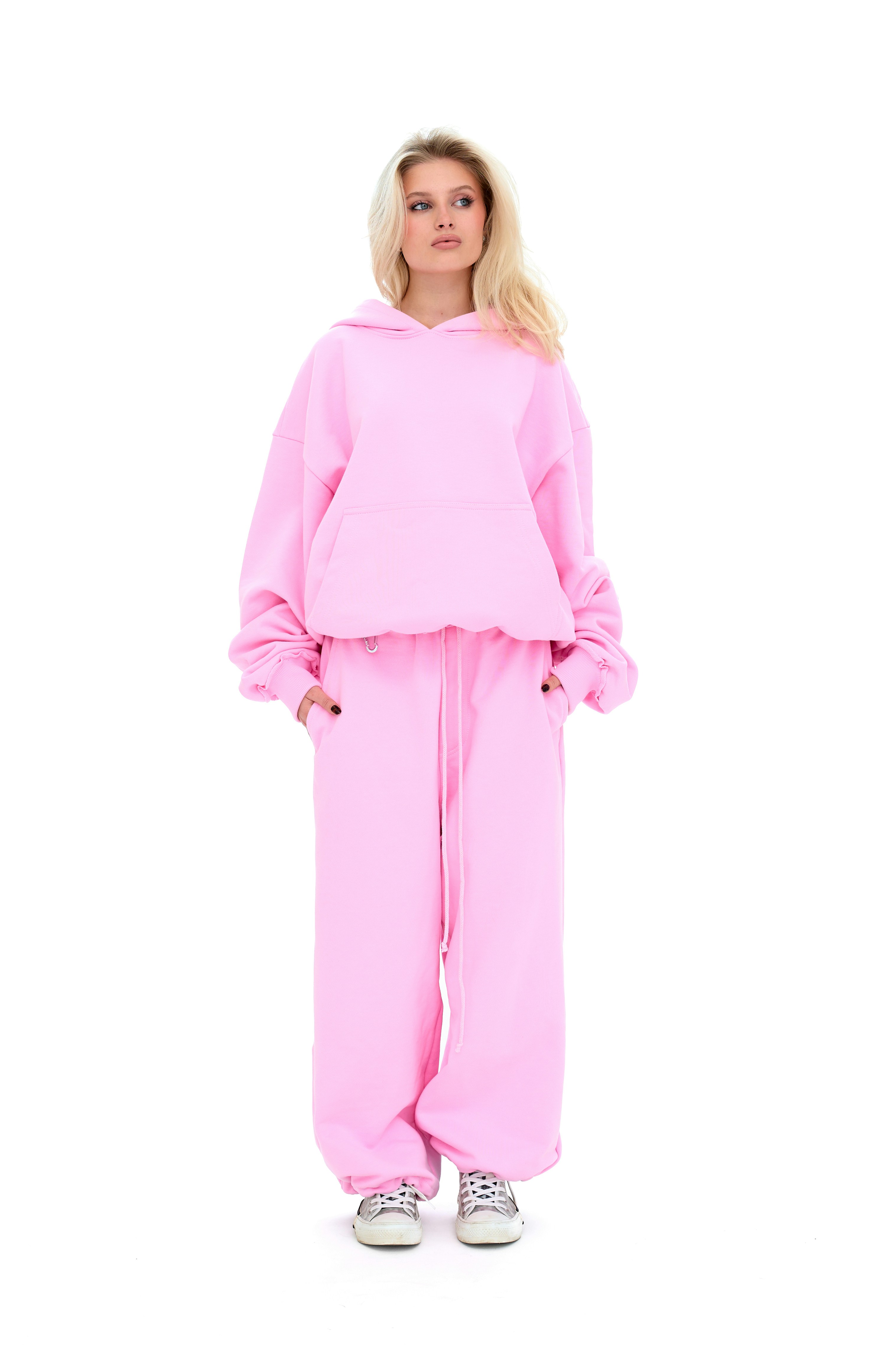 Pink Loungewear Portrait: Soft Glow and Comfort in Minimal Studio