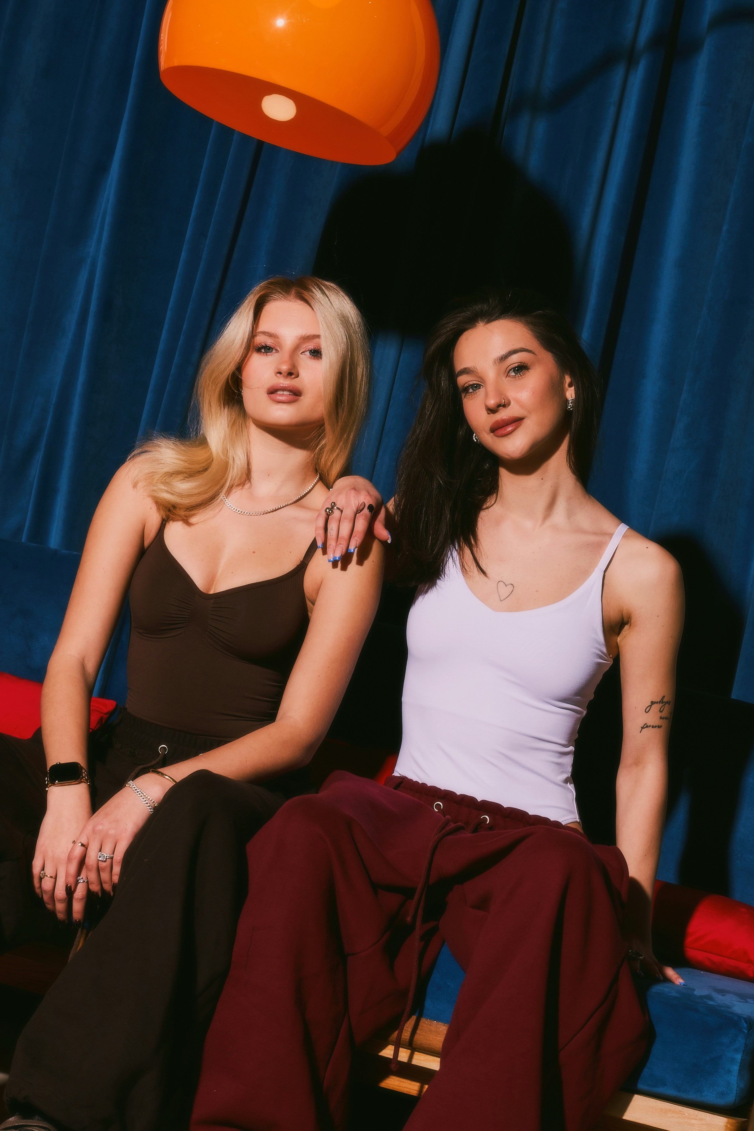 Two Friends in Velvet Night: Midnight Lounge Portrait