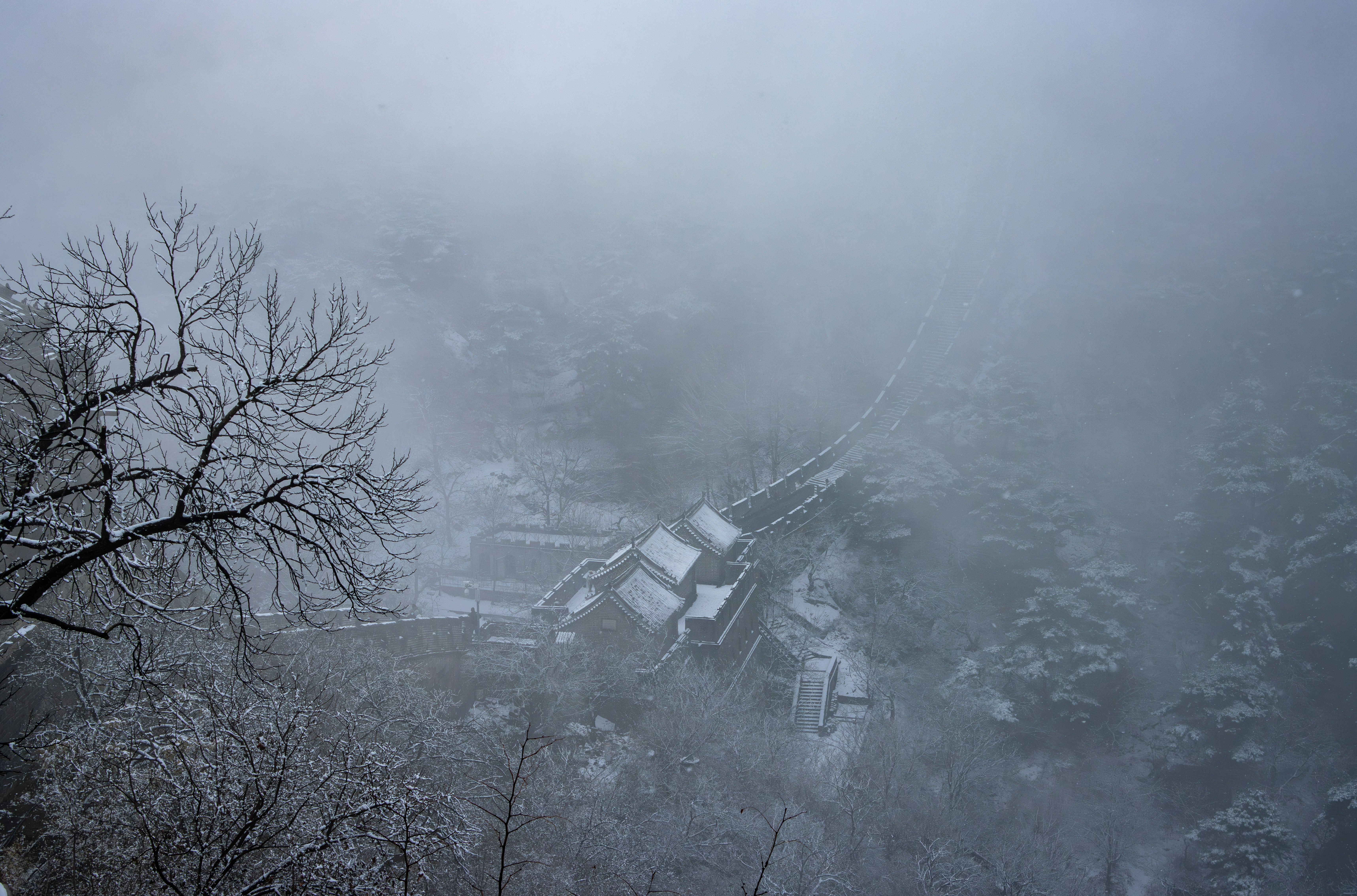 Snowbound Temple in Mist