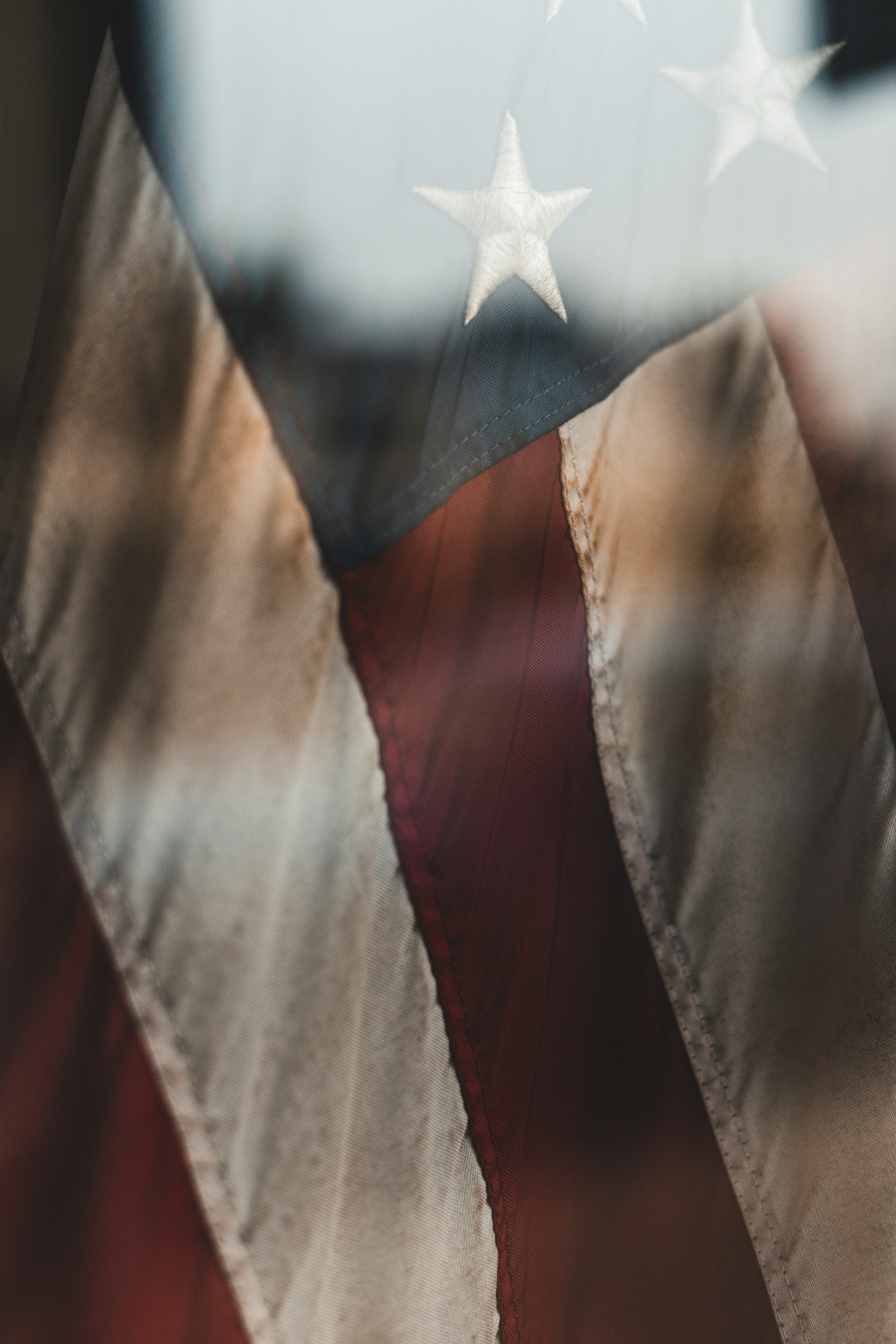American Flag Fragments: Abstract Lights Through Fabric and Peaks