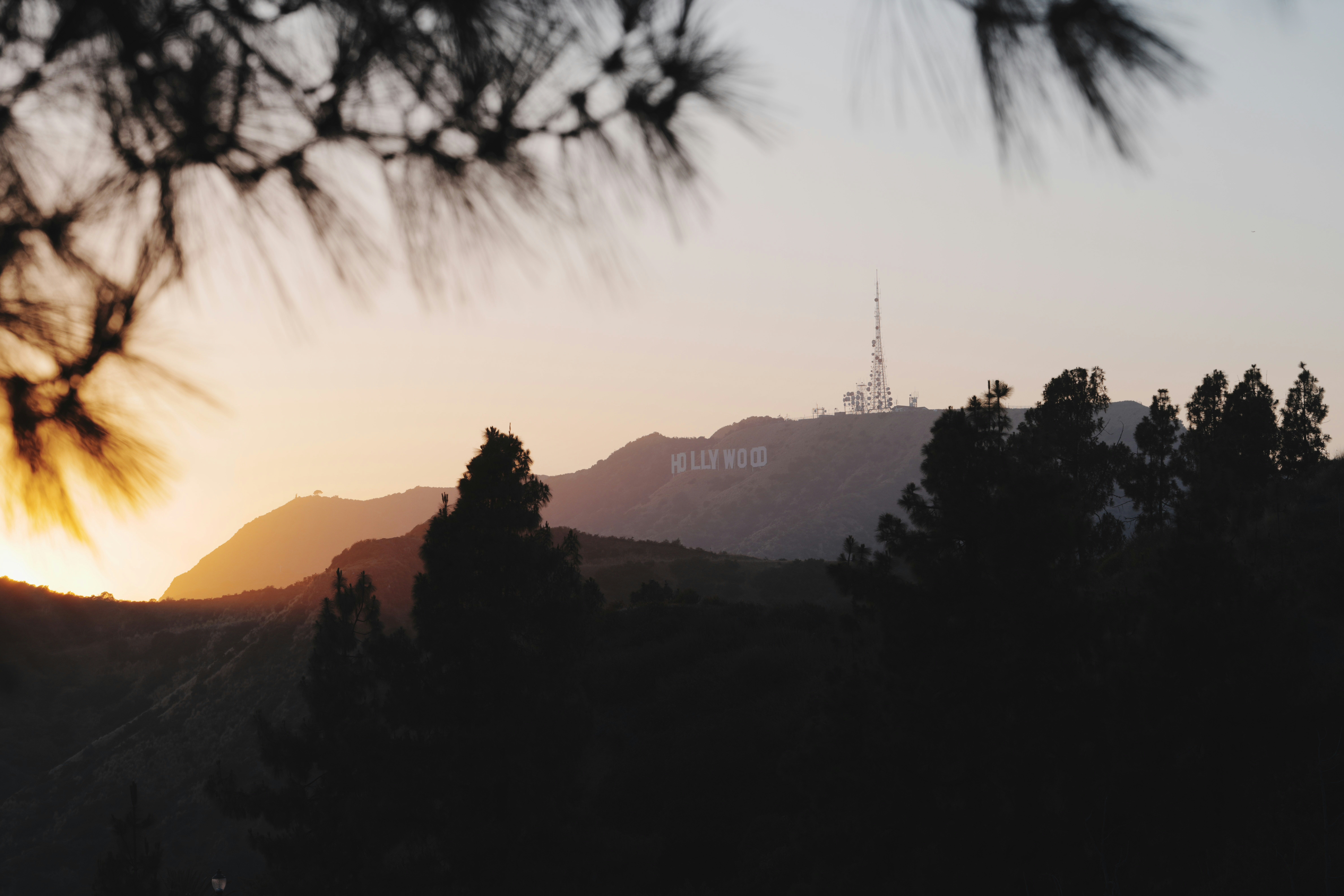 Sunset Silhouette Over Hollywood Hills