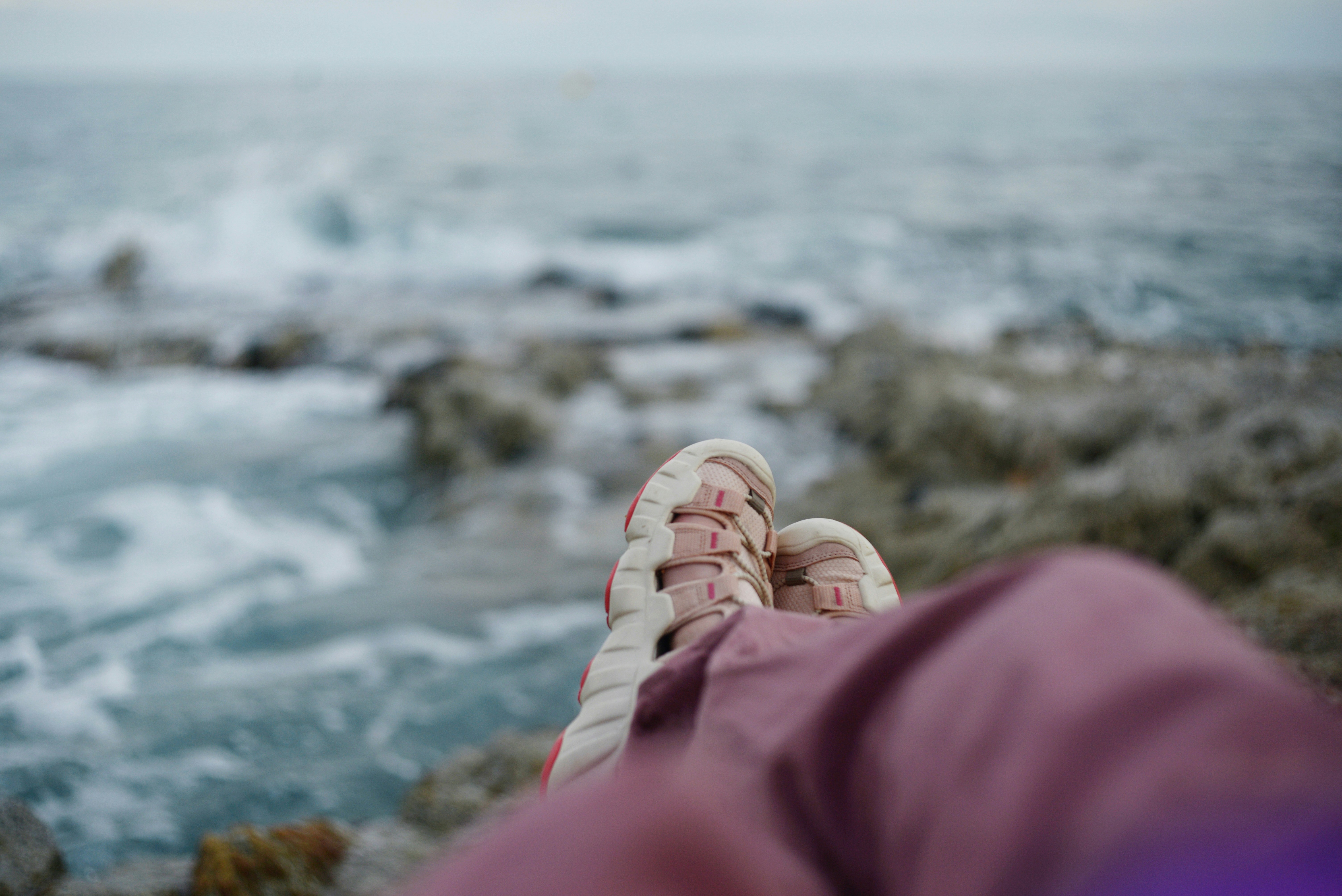 Sandy Sneakers Over Seafoam Horizons
