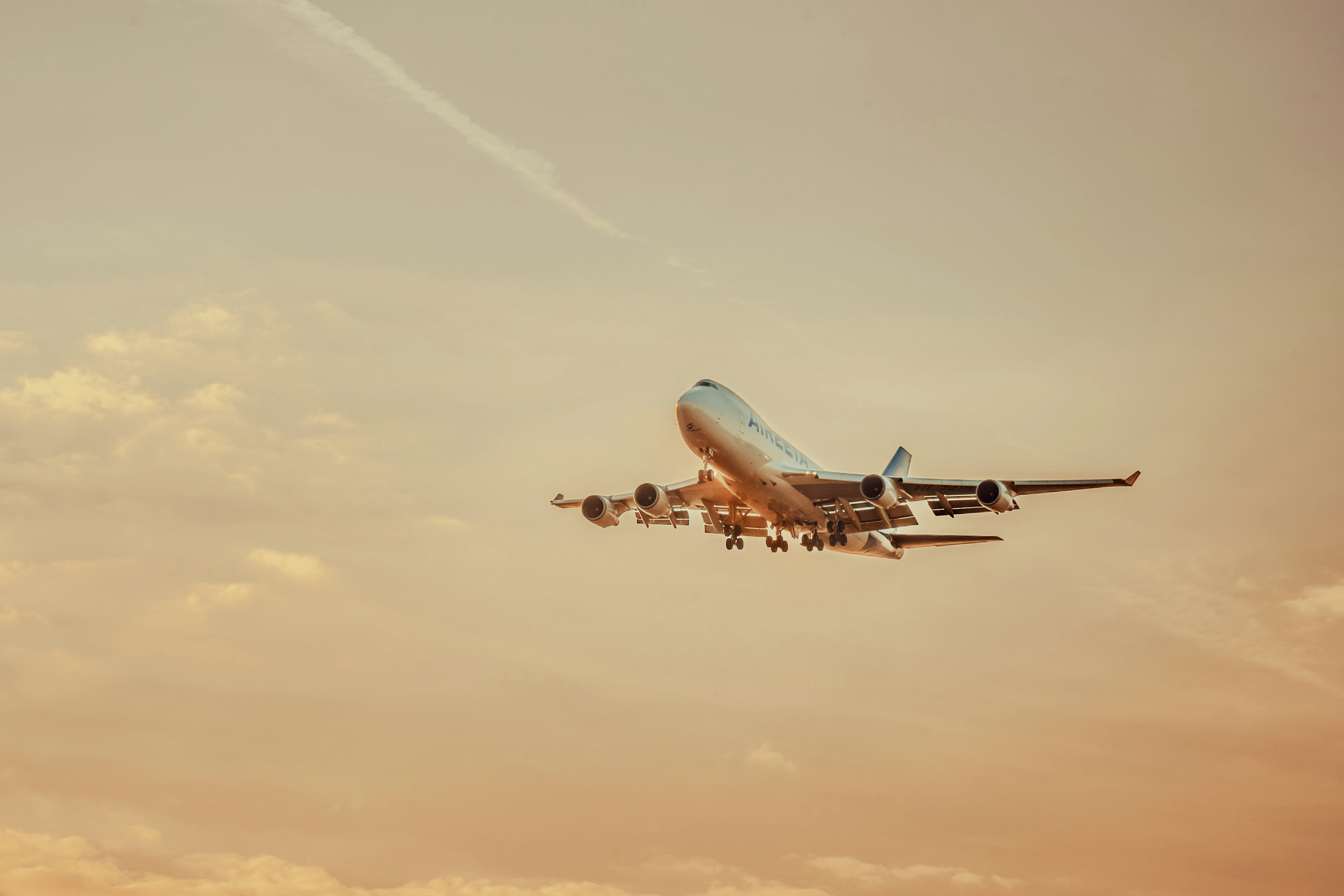 Sunlit Descent: A Jumbo Quietly Approaches the Horizon