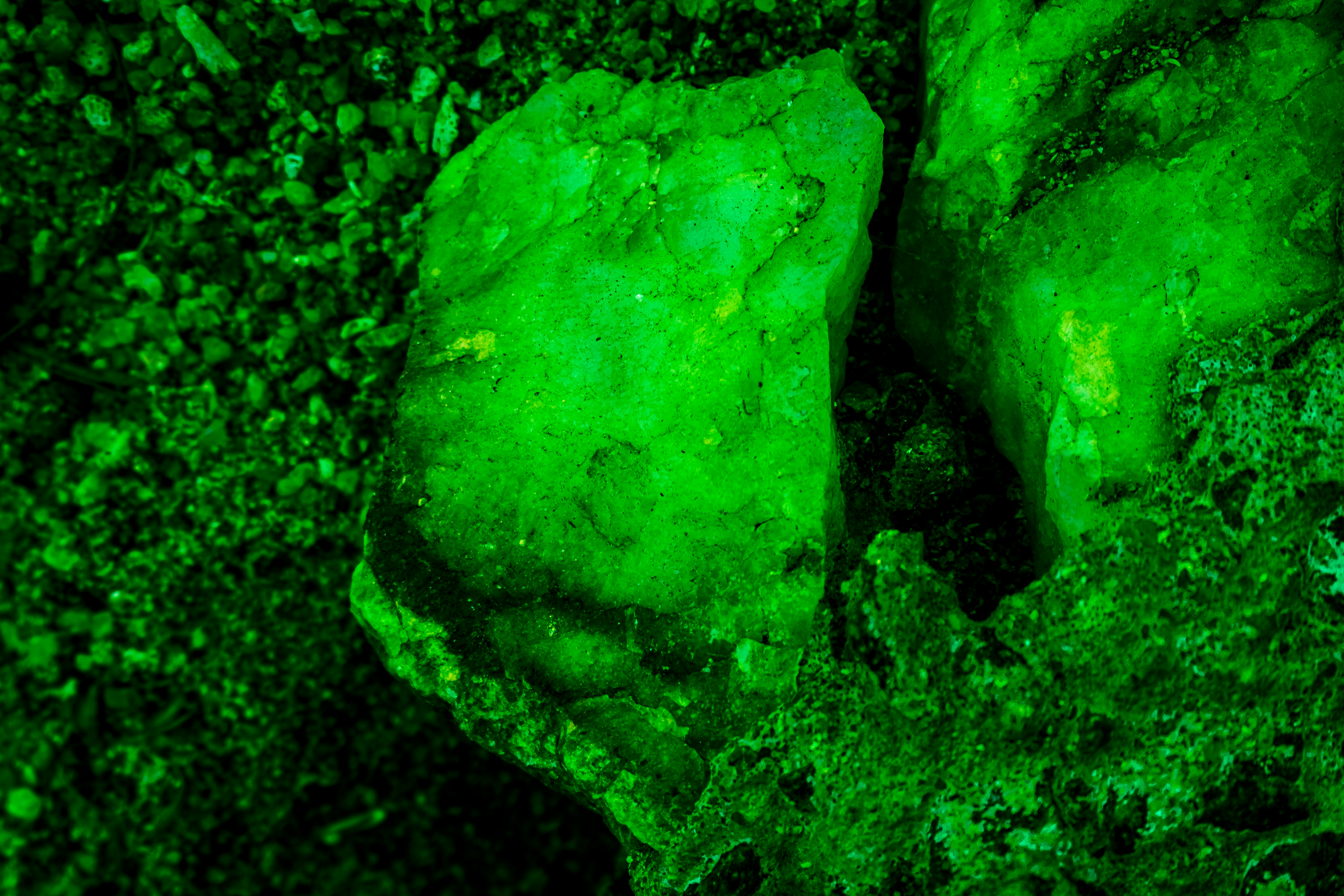 Luminous Geode under a Neon-green Veil