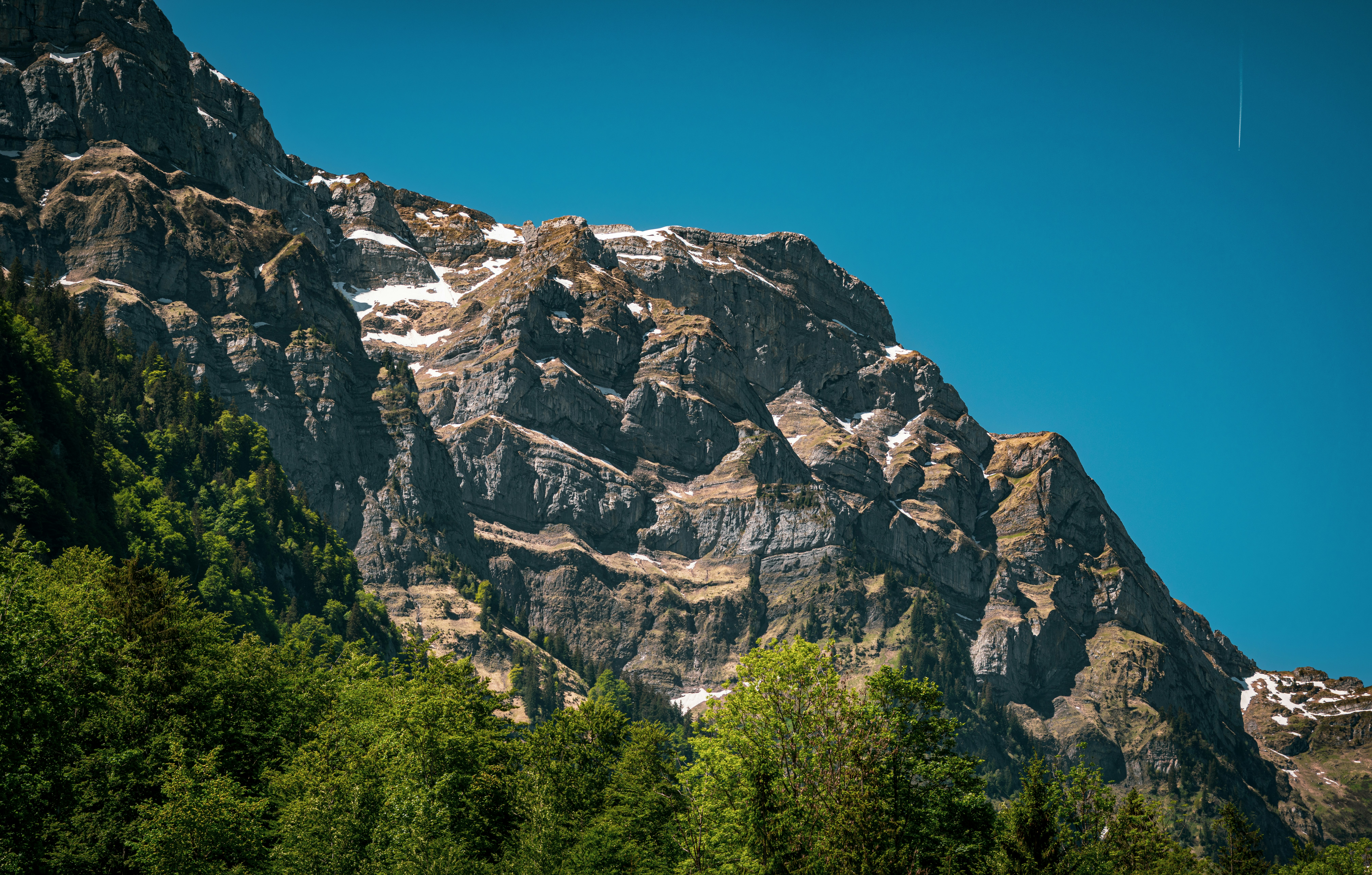 Sunlit Granite Towers Above a Pine Cloaked Foothill