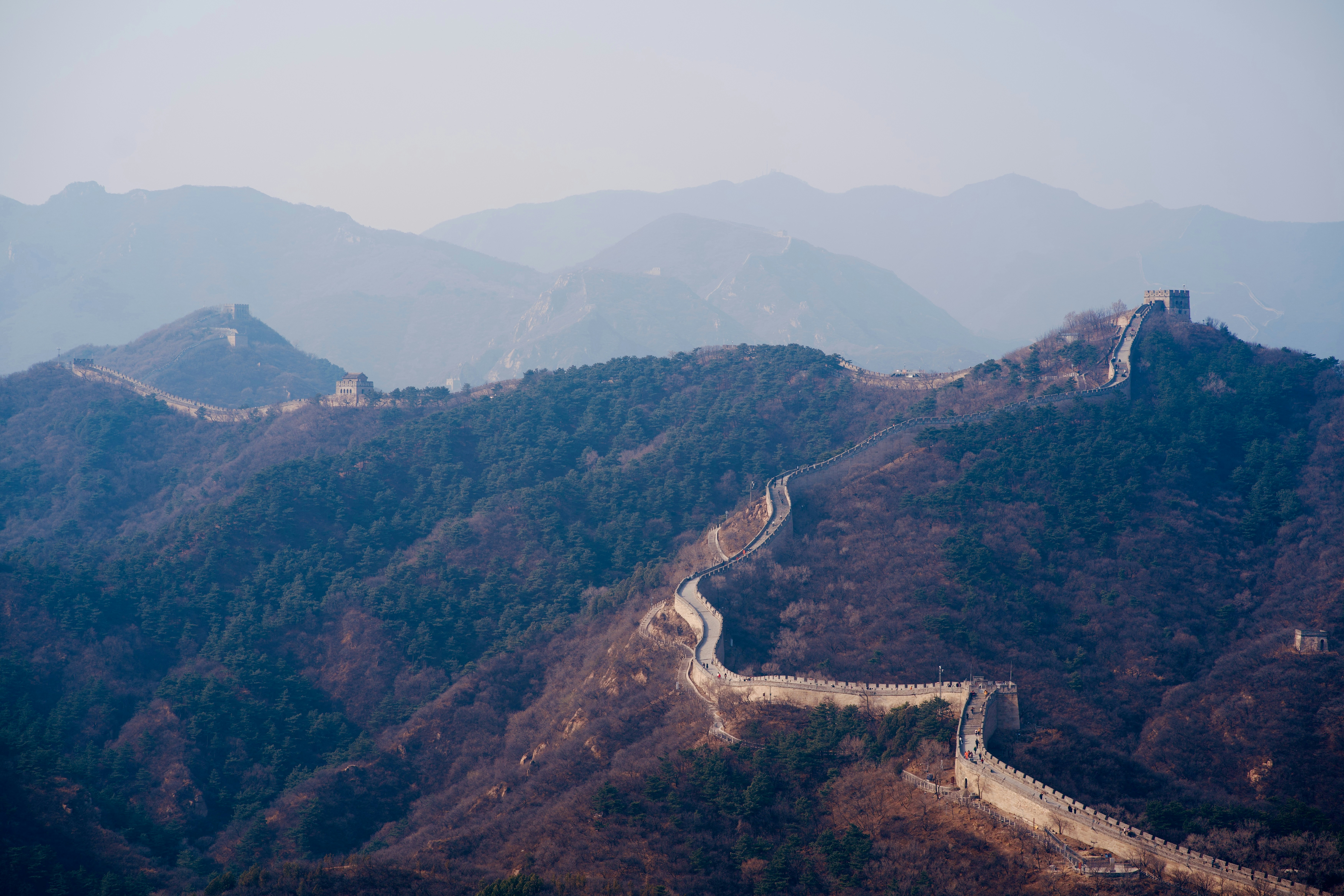 Winding Sentinel: The Great Wall Traverses Quiet Snowy Hills
