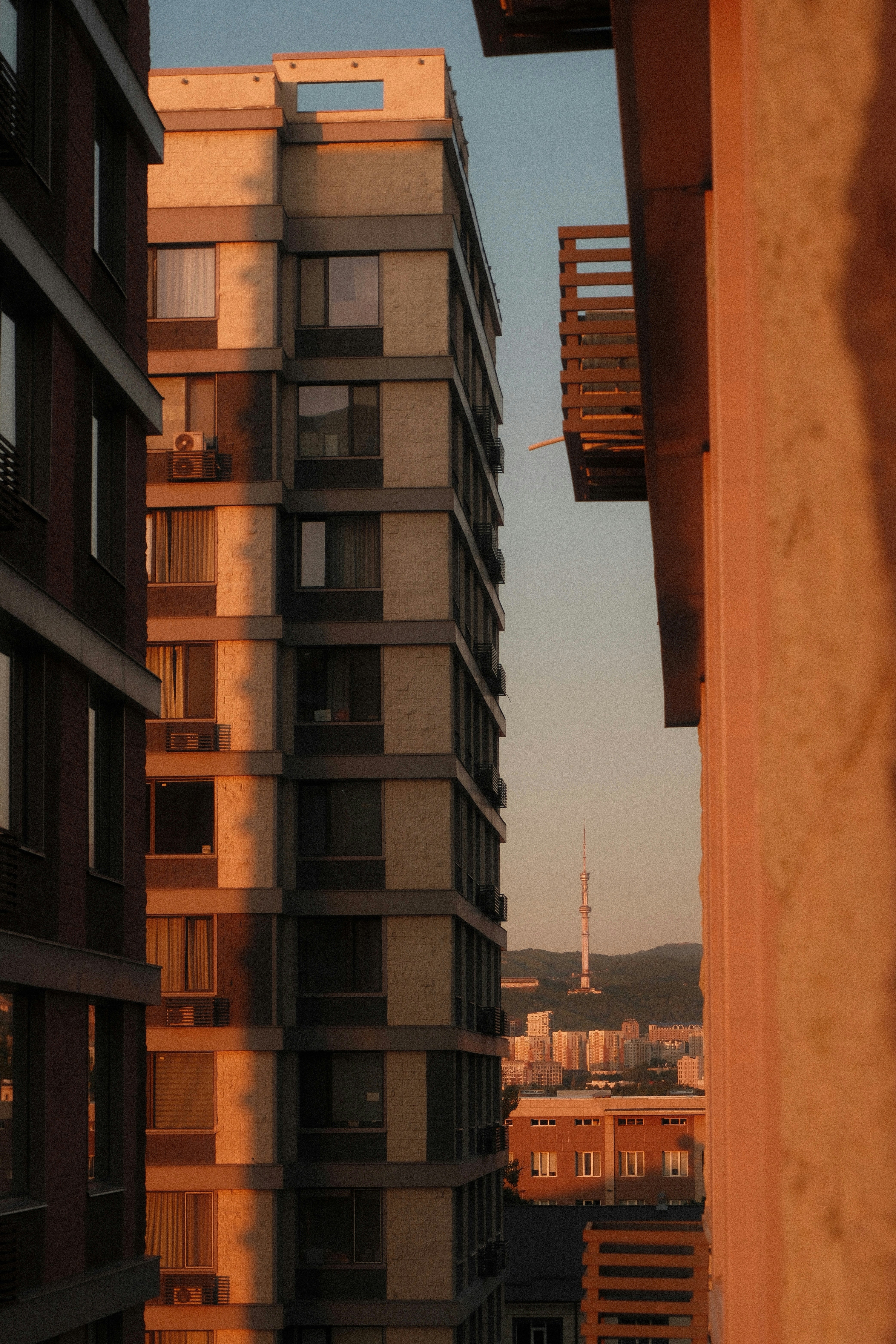 Golden Hour Between Towers: A Quiet City Narrow View