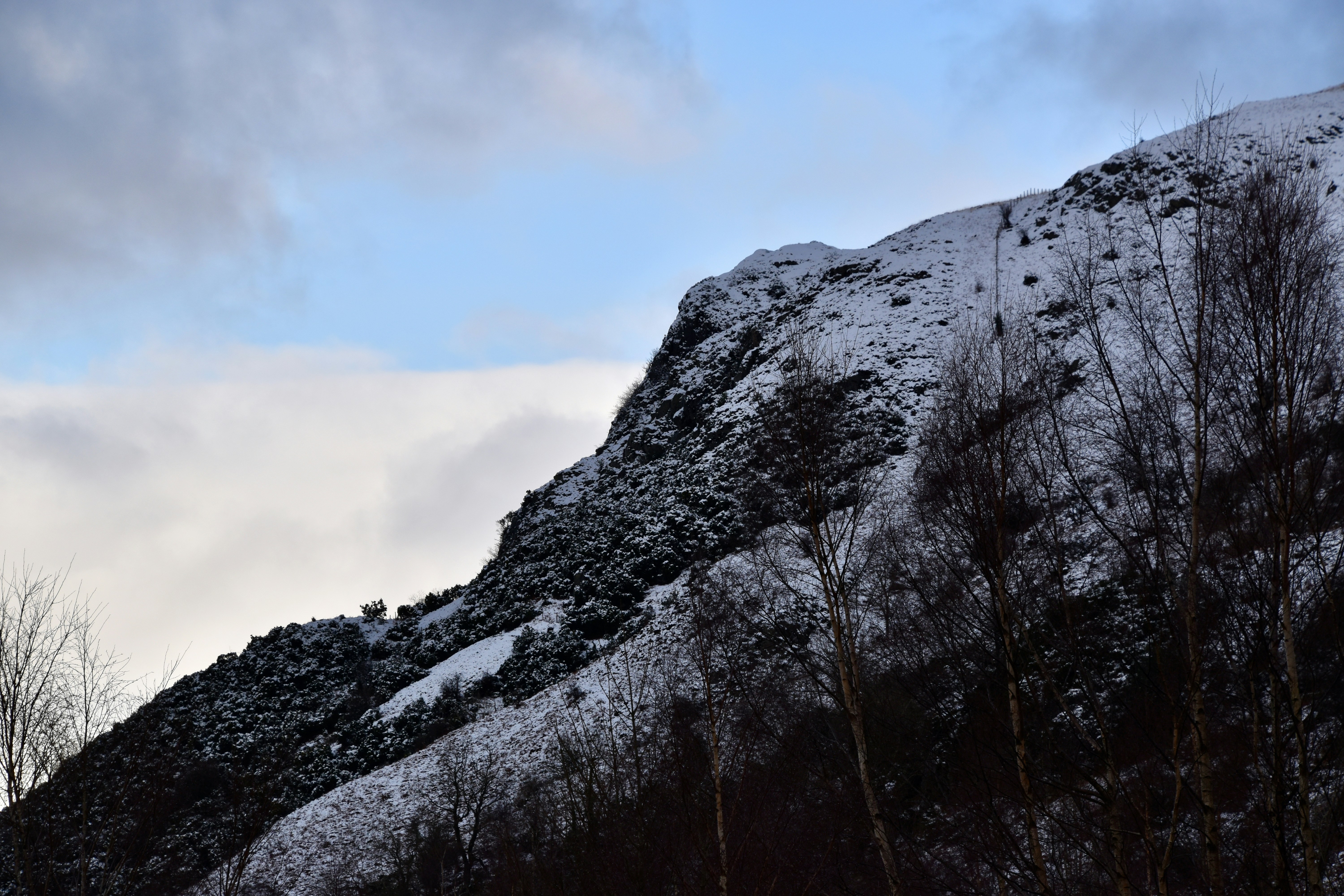 Snow-dusted Ridge Rising against a Quiet Sky