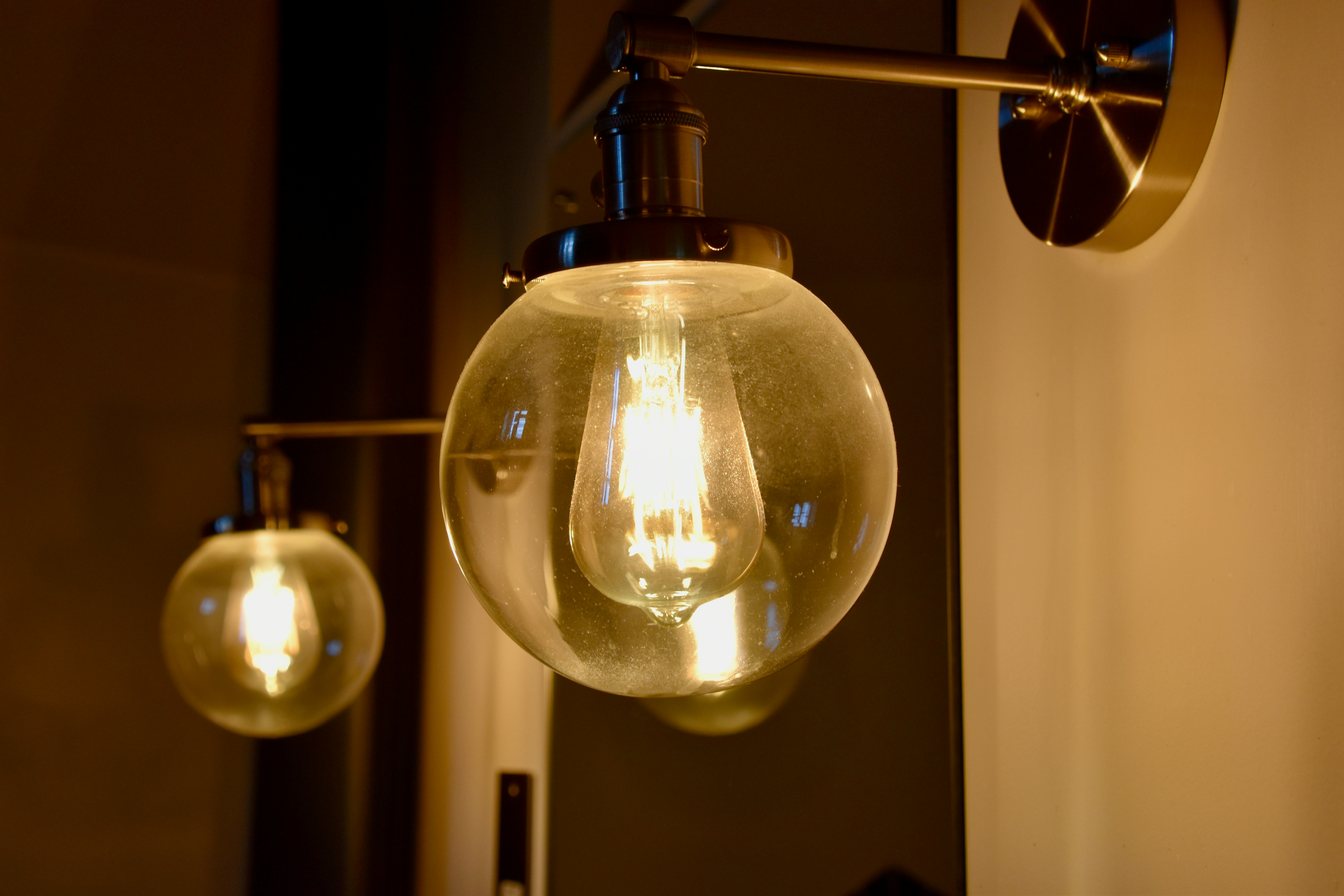 Warm Corridor of Light: An Intimate Glow from a Glass bulb