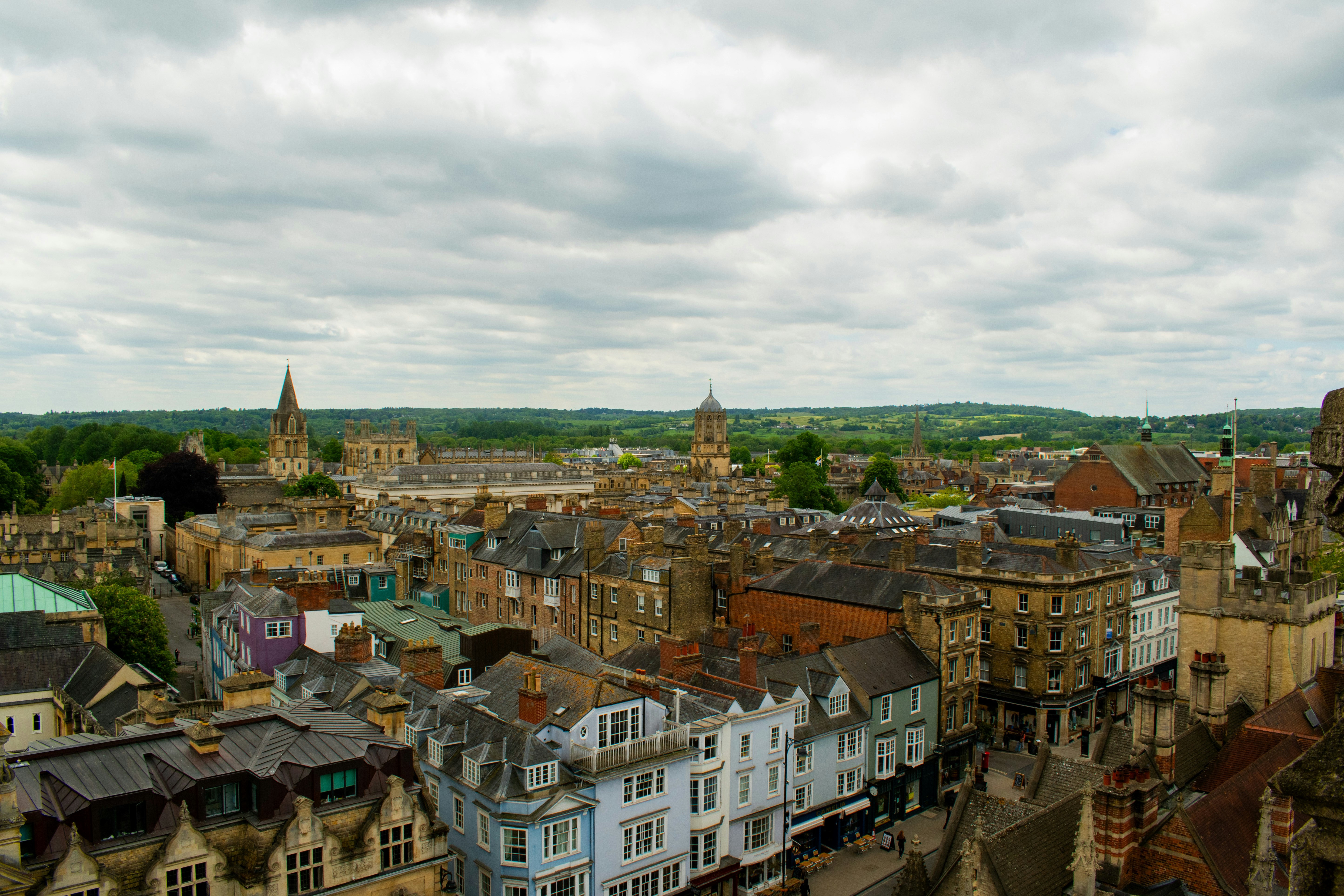 Medieval Rooftops and Church Towers Over a Quaint Market Town