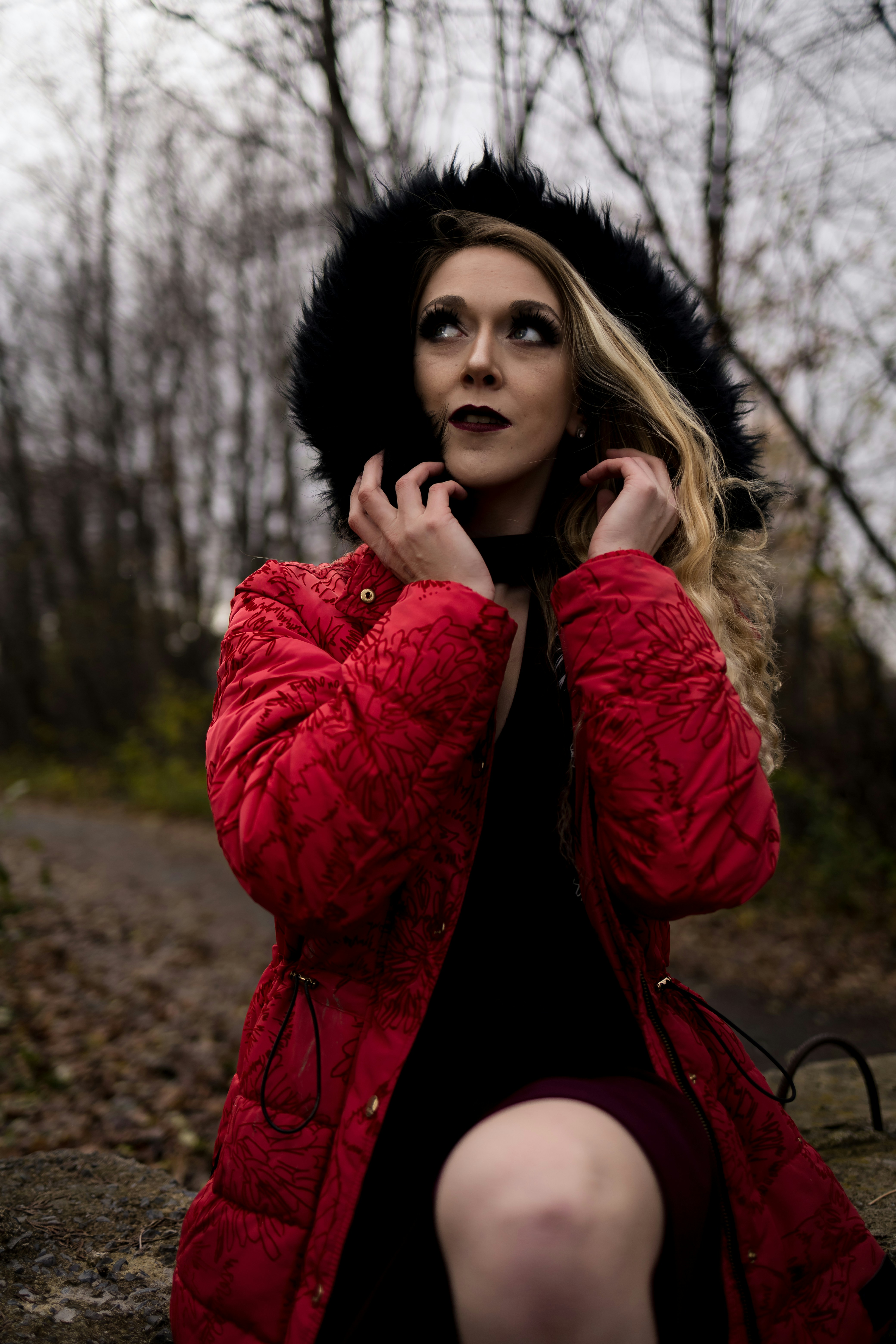 Red Hoods and Quiet Dusk: Portrait in a Winter Wood