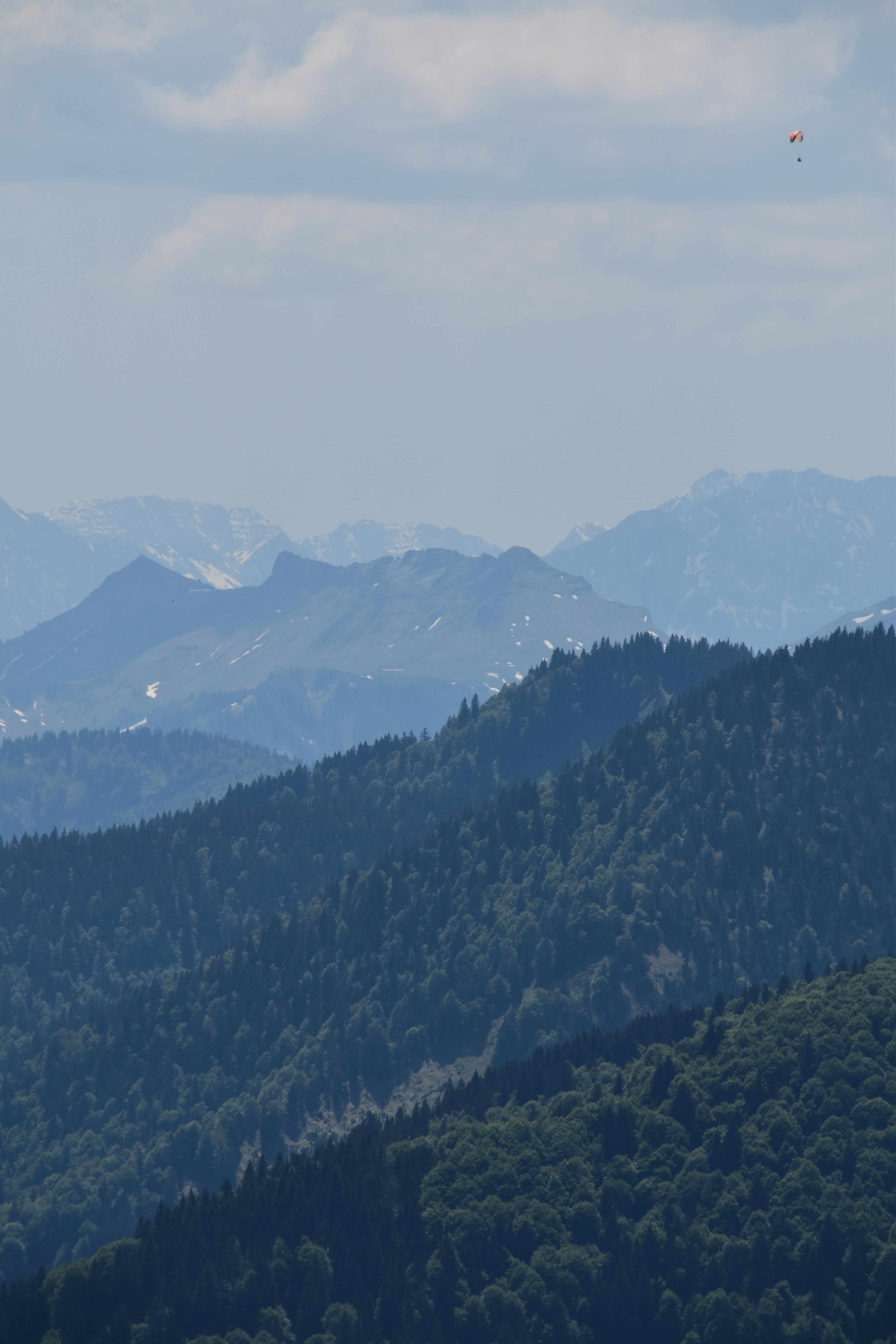 Aerial Ridge: Distant Peaks Hover Over a Quiet Forest