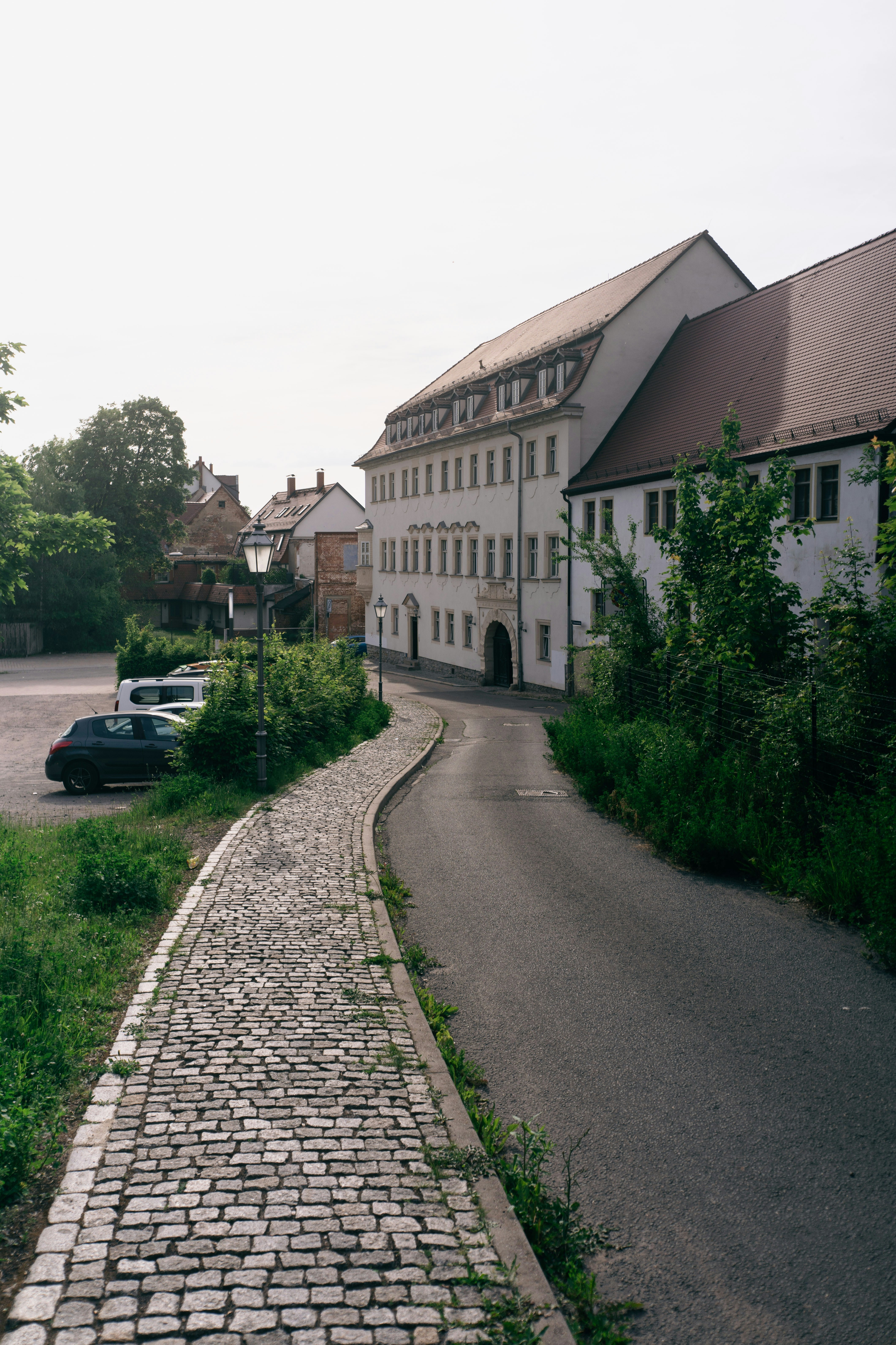 Cobbled Path to a Quiet Town Center