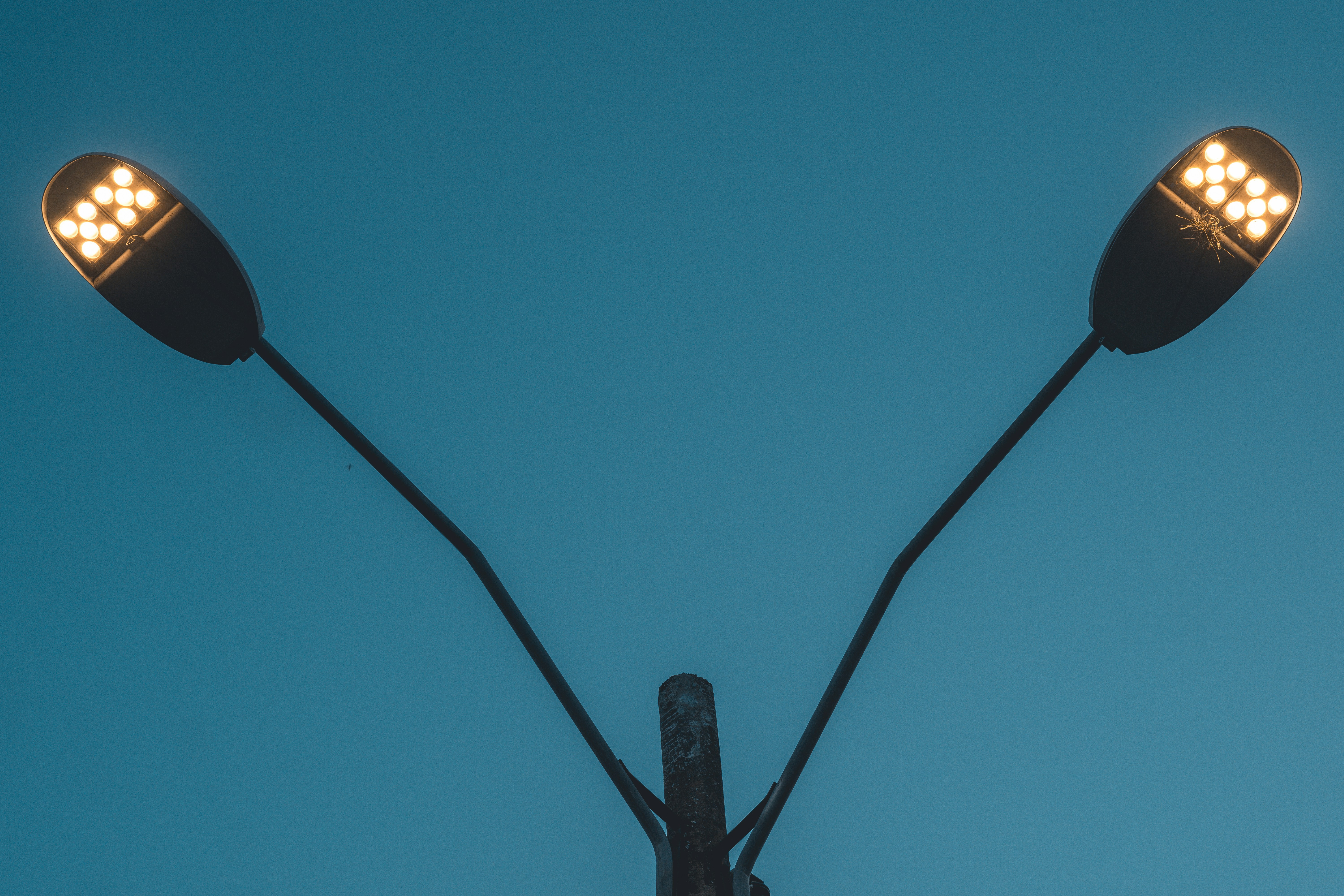 Twin Helix Lights: A Minimal Street Lamp Portrait