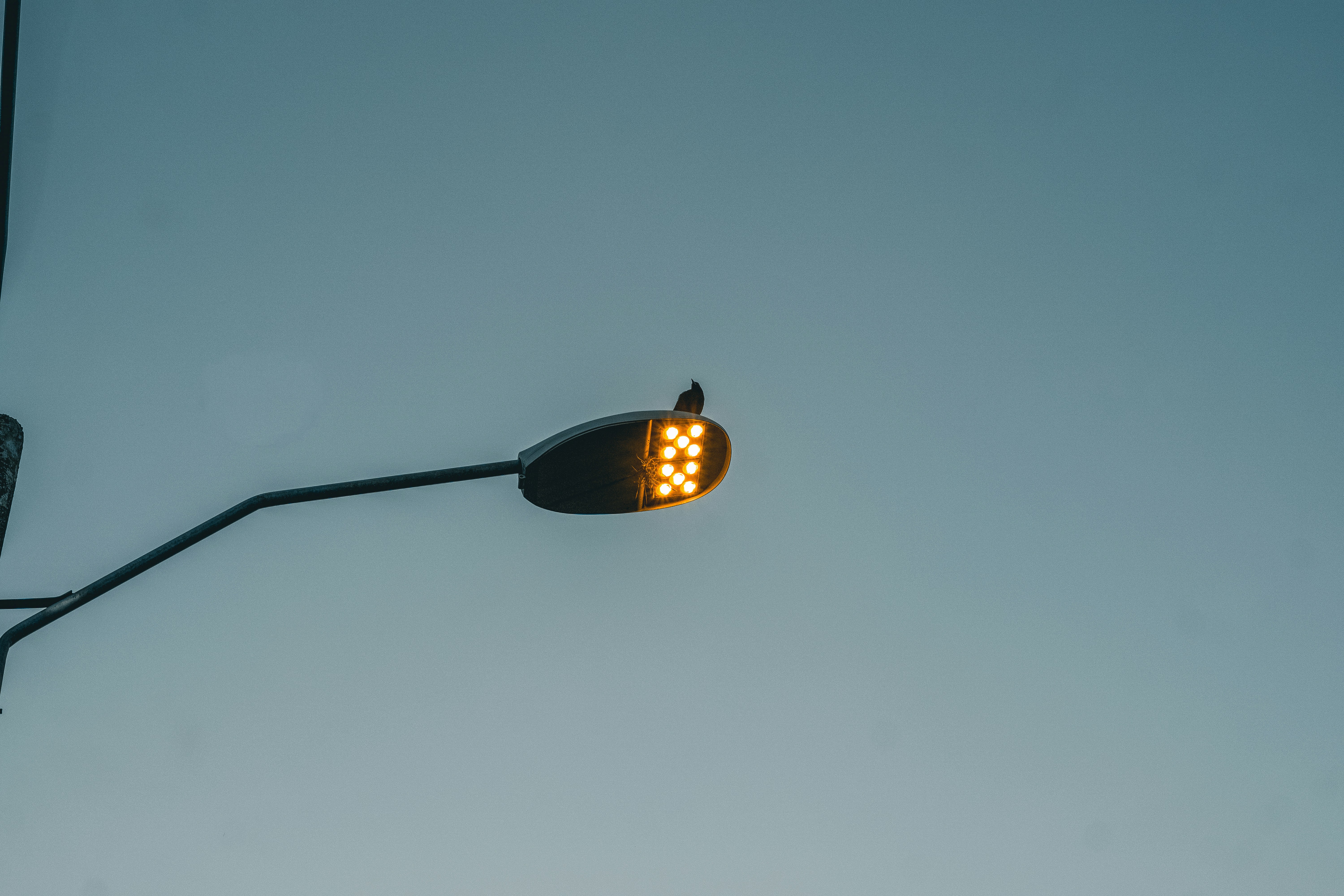 Amber Glow on a Quiet Dusk: Street Lamp Against an Open Sky