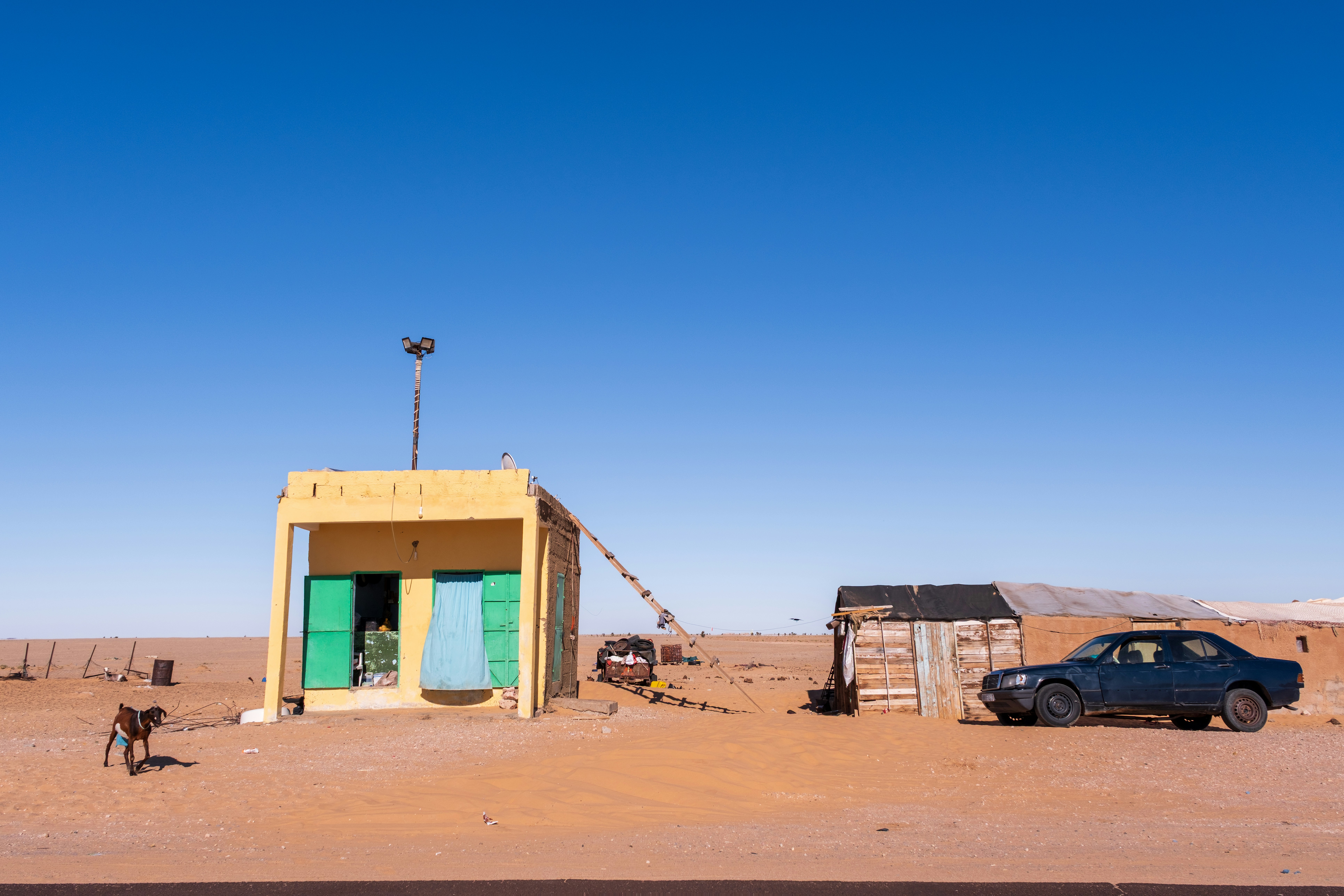 Desert Outpost Under a Clear Blue Sky