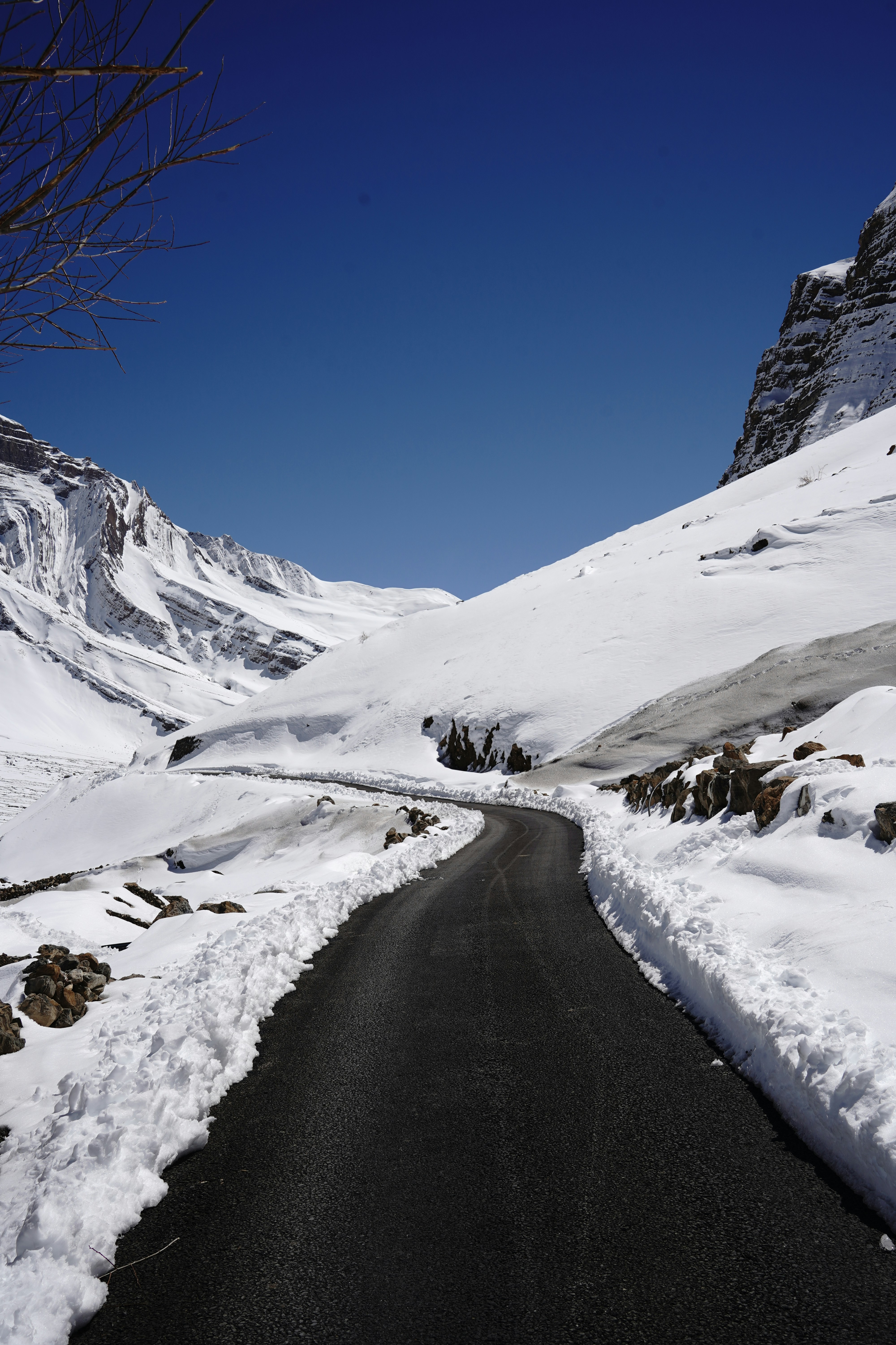 Snowbound Highway through Alpine Gully