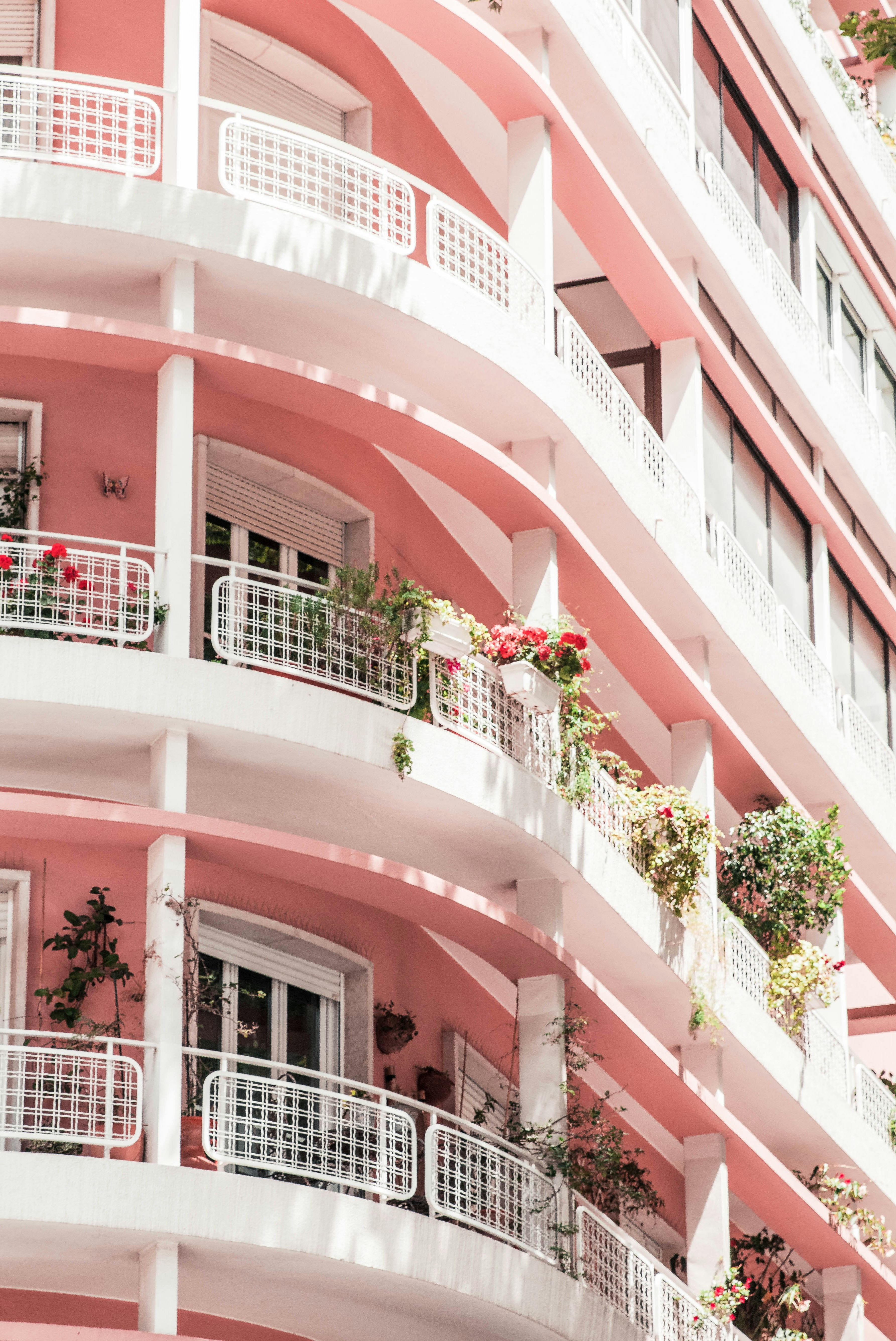 Pink Crescent: Balconies of Color and Light