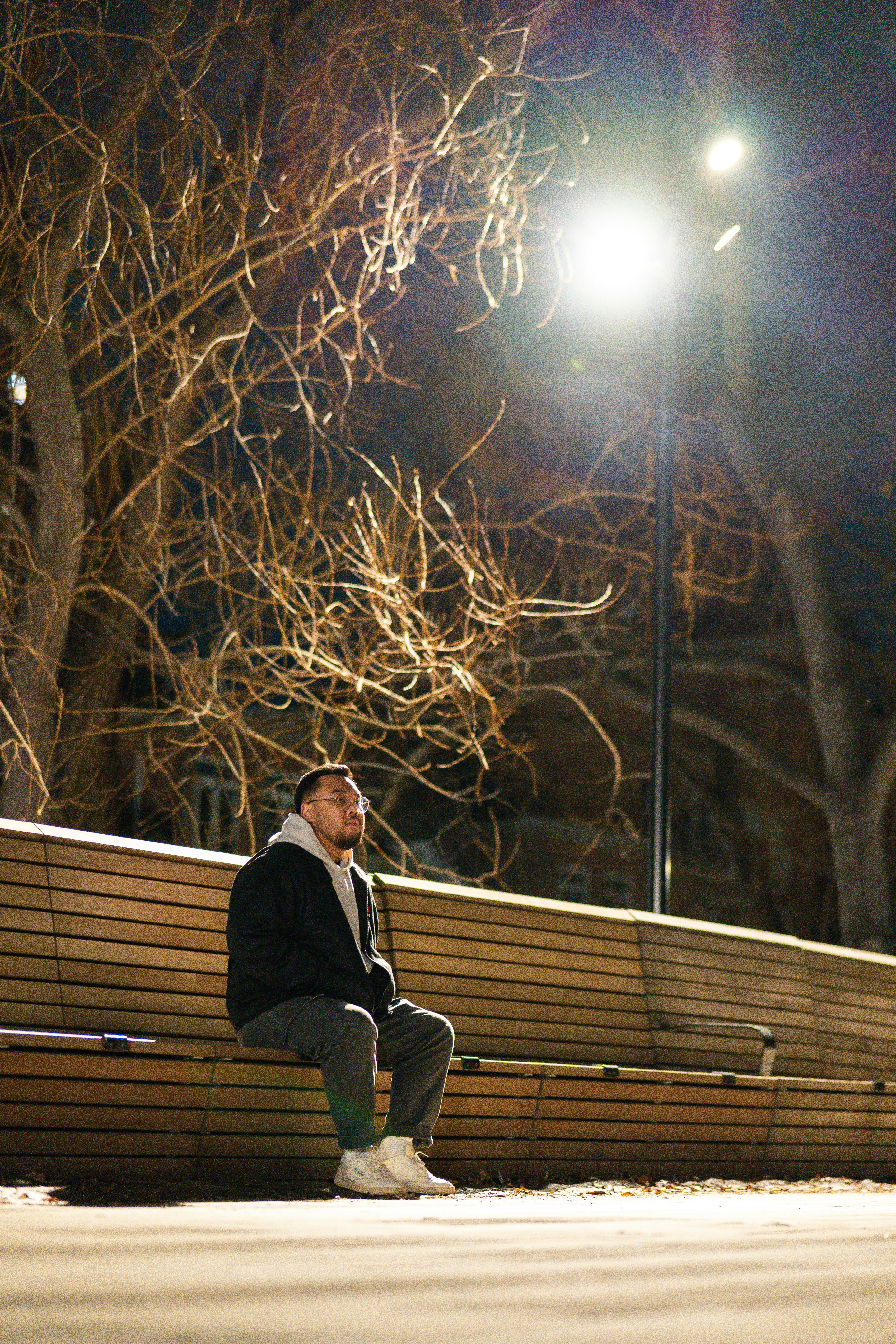 Nighttime Quiet on the Park Bench