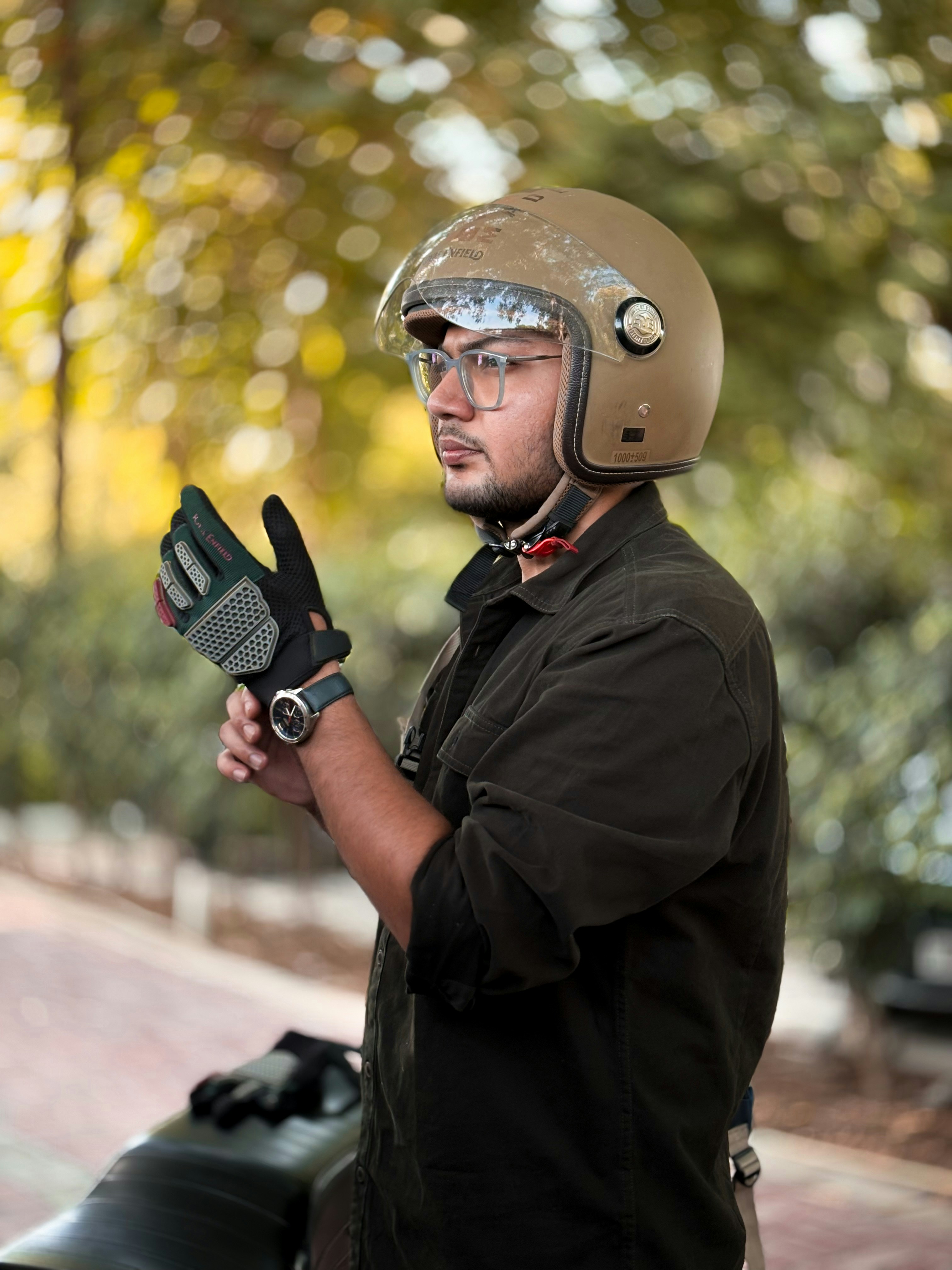 Helmeted Portrait: A Motorcyclist in Quiet Focus