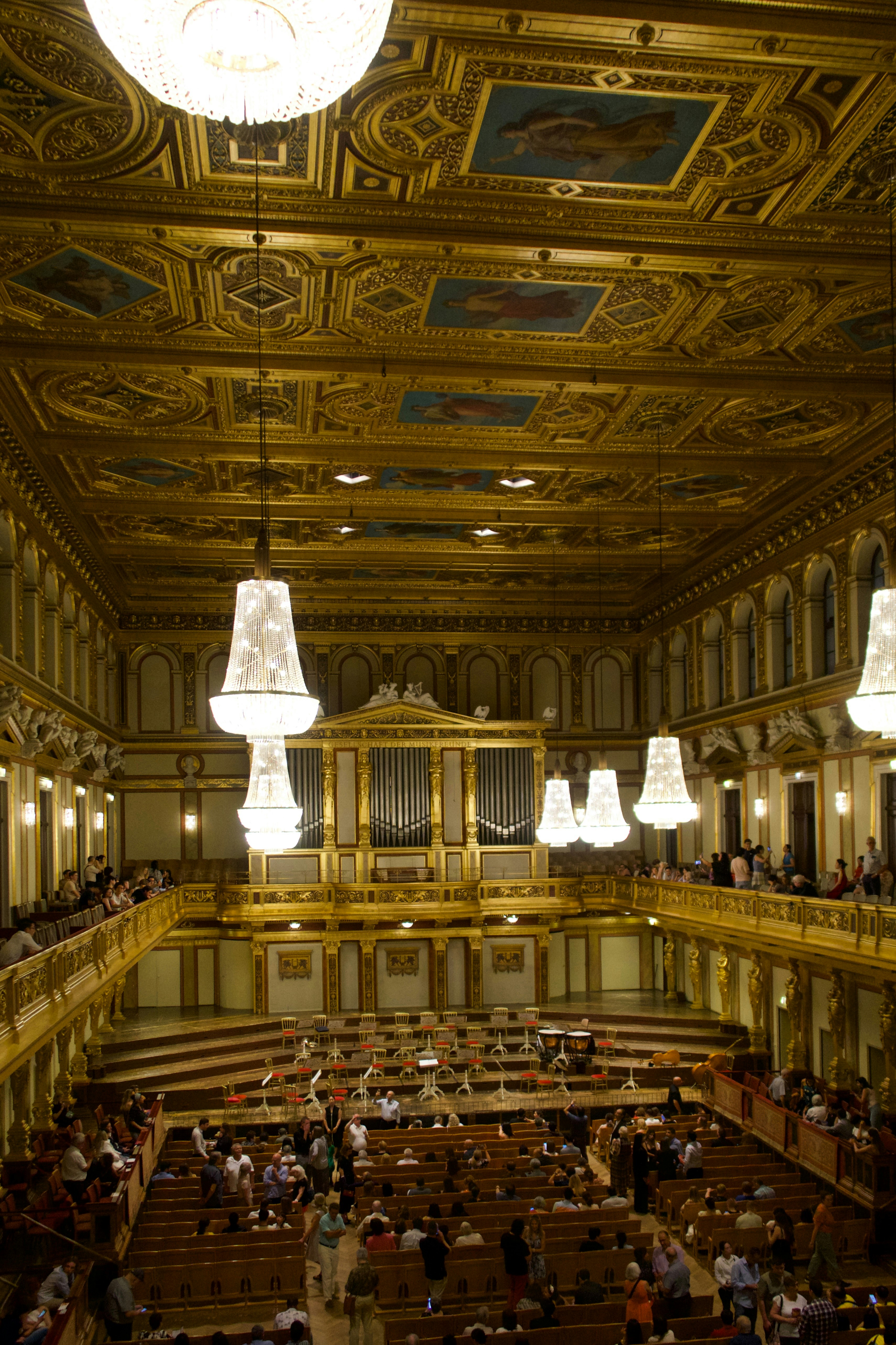 Ornate Hall Aglow: A Grand Concert Hall Rich with Light