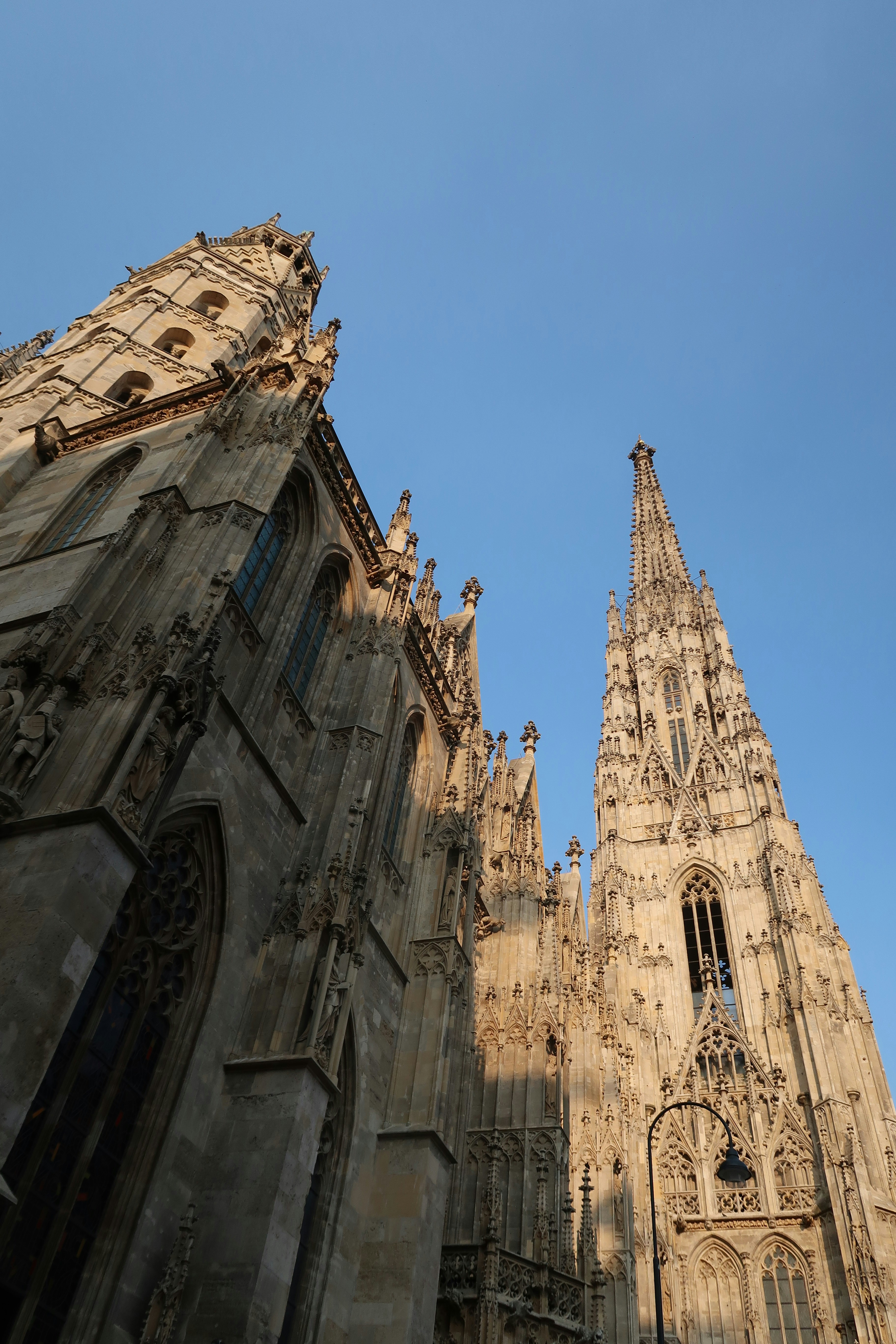 Gothic Cathedral Tower Reaching Toward a Clear Sky