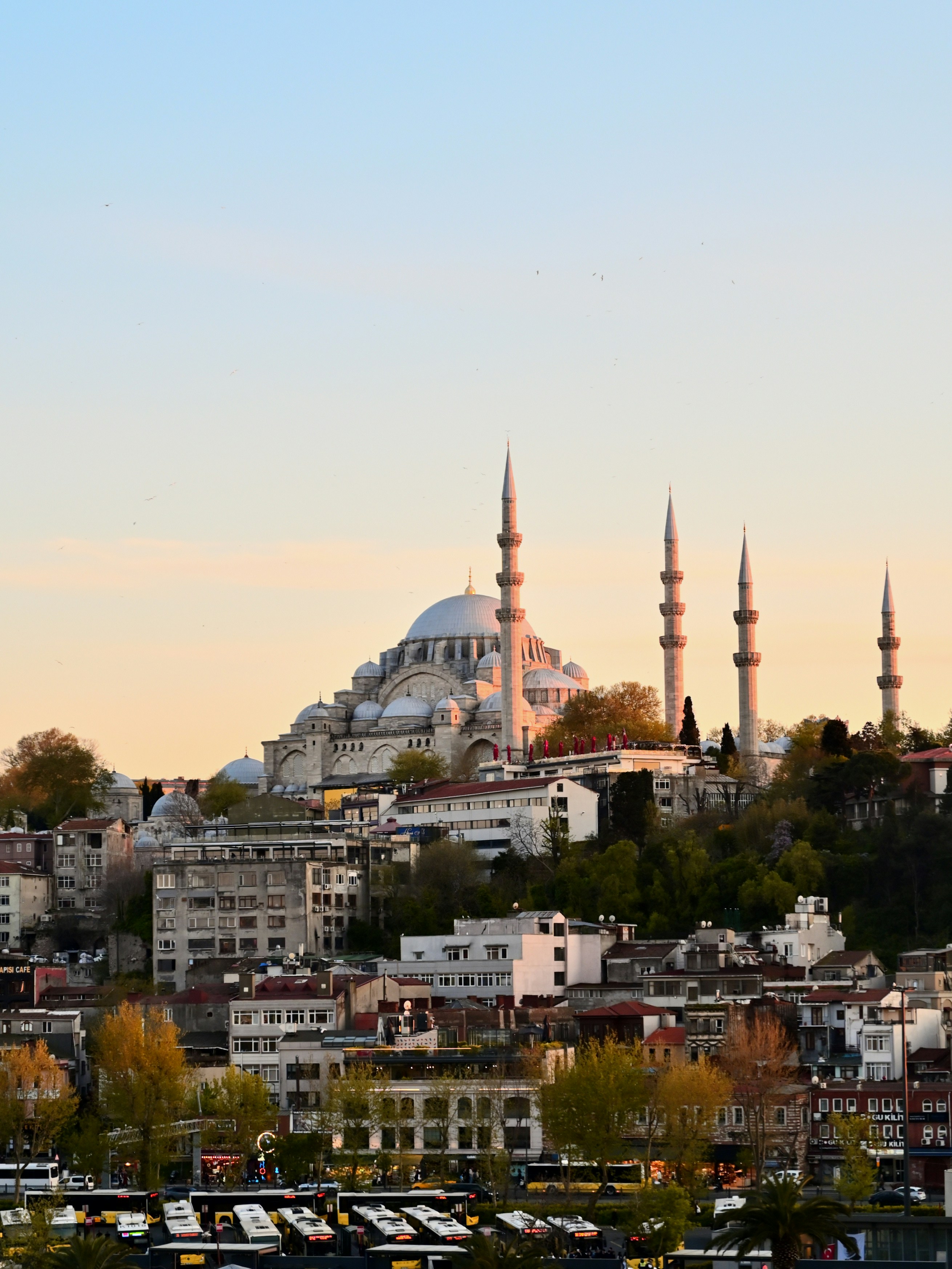 Dome and Minarets at Sunset over a Turkish City
