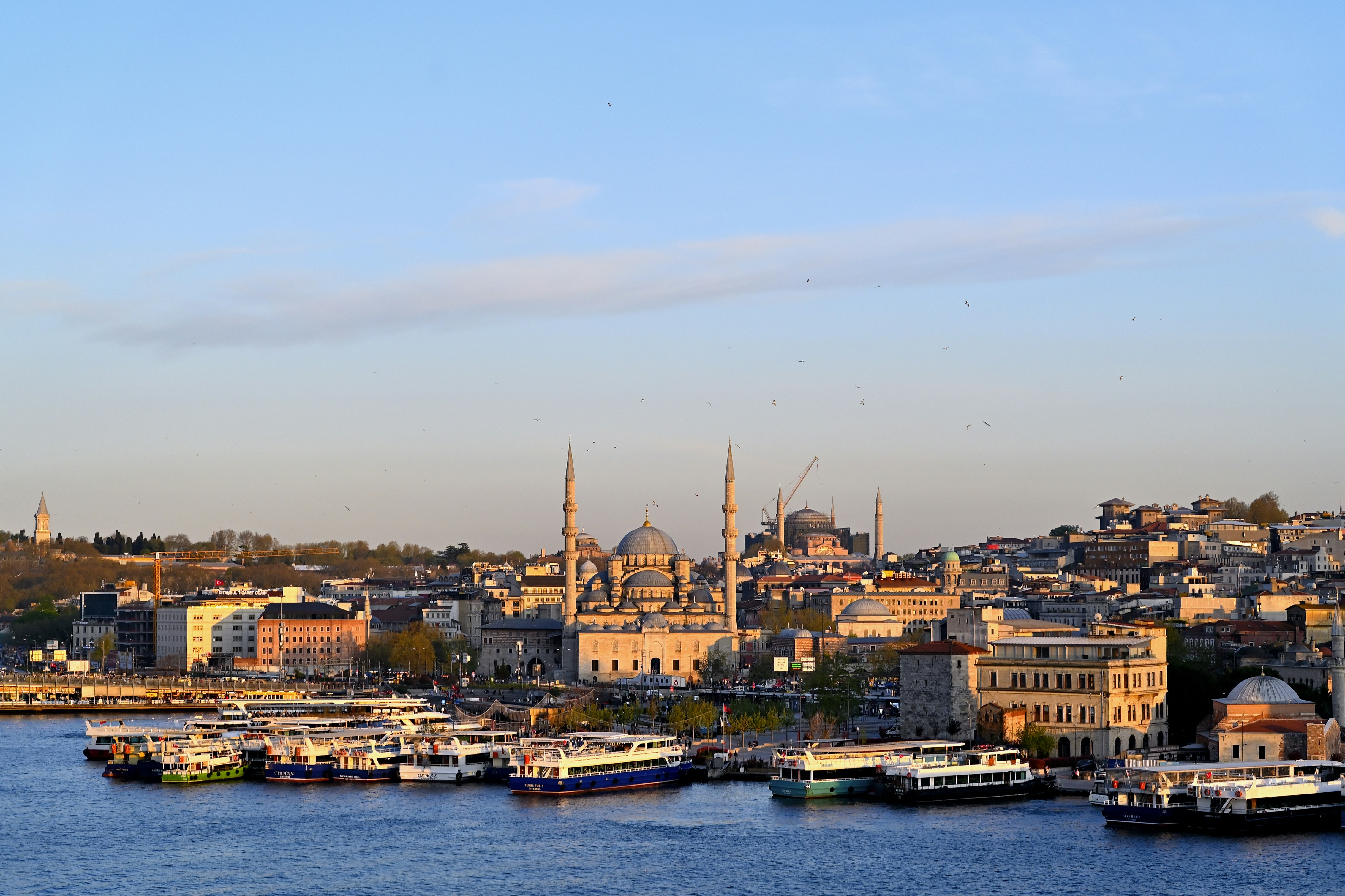 Harbor City with Domes and Minarets at Golden Hour