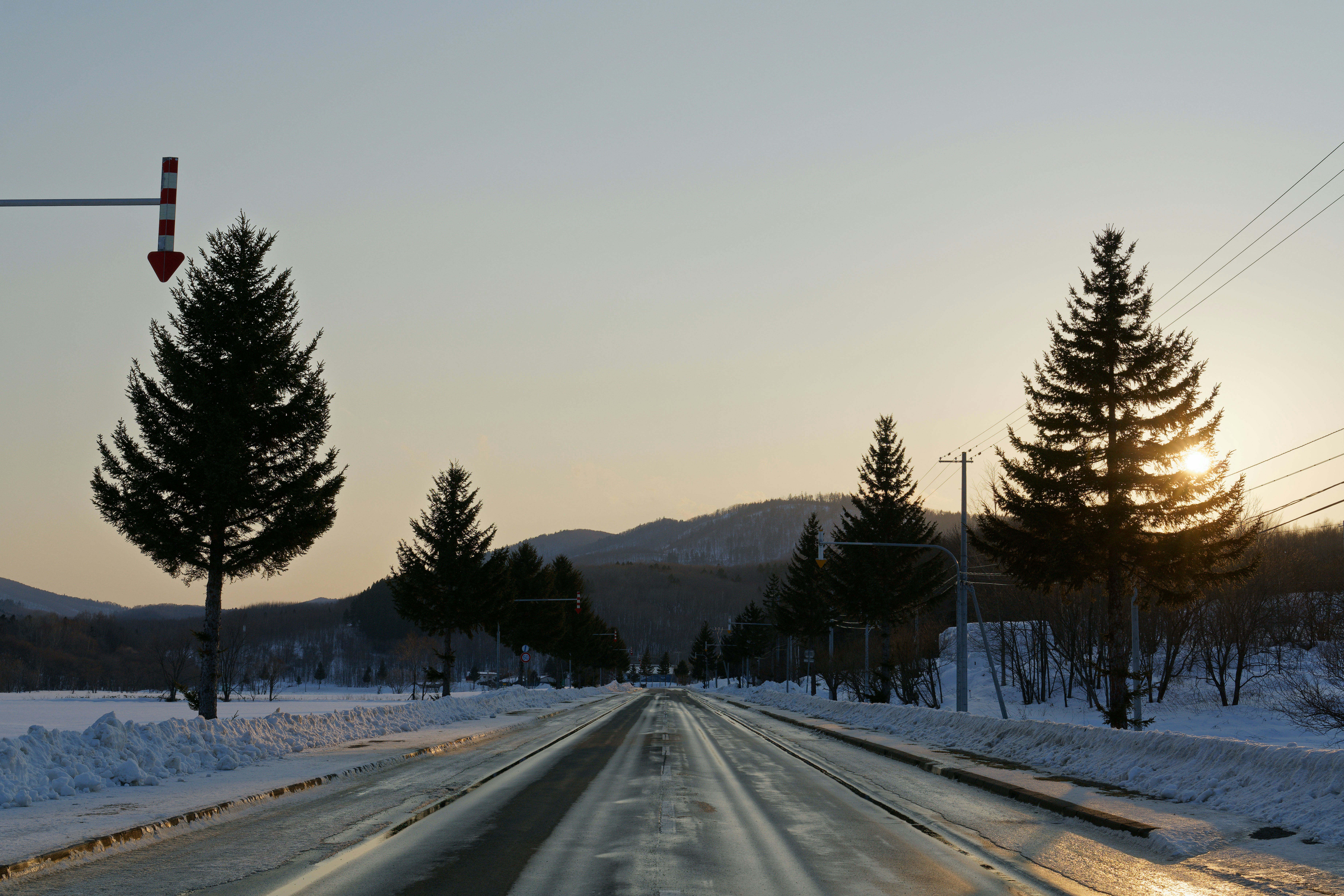Winter Road Toward the Sun