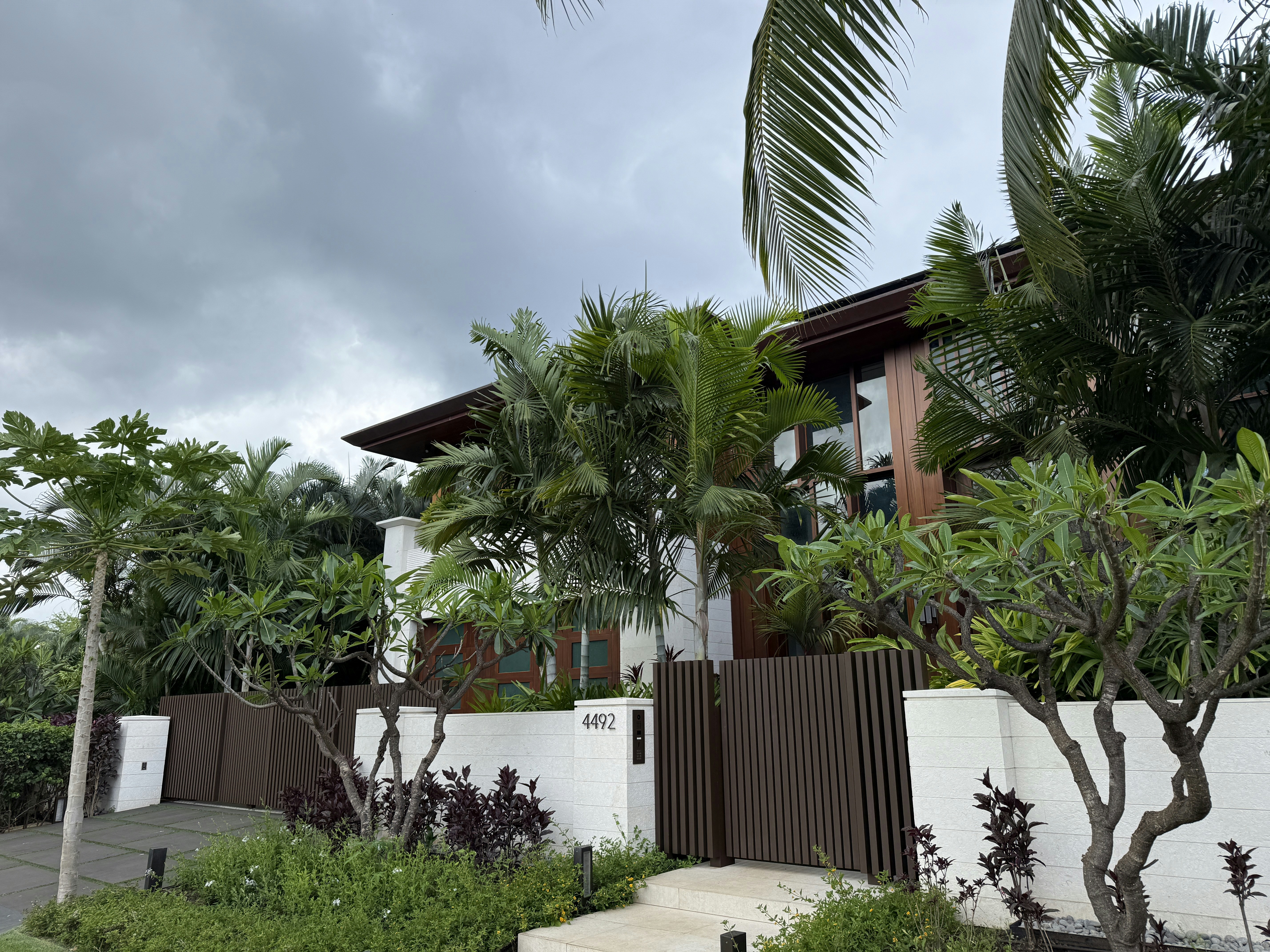 Tropical Driveway to a Modern Courtyard Home