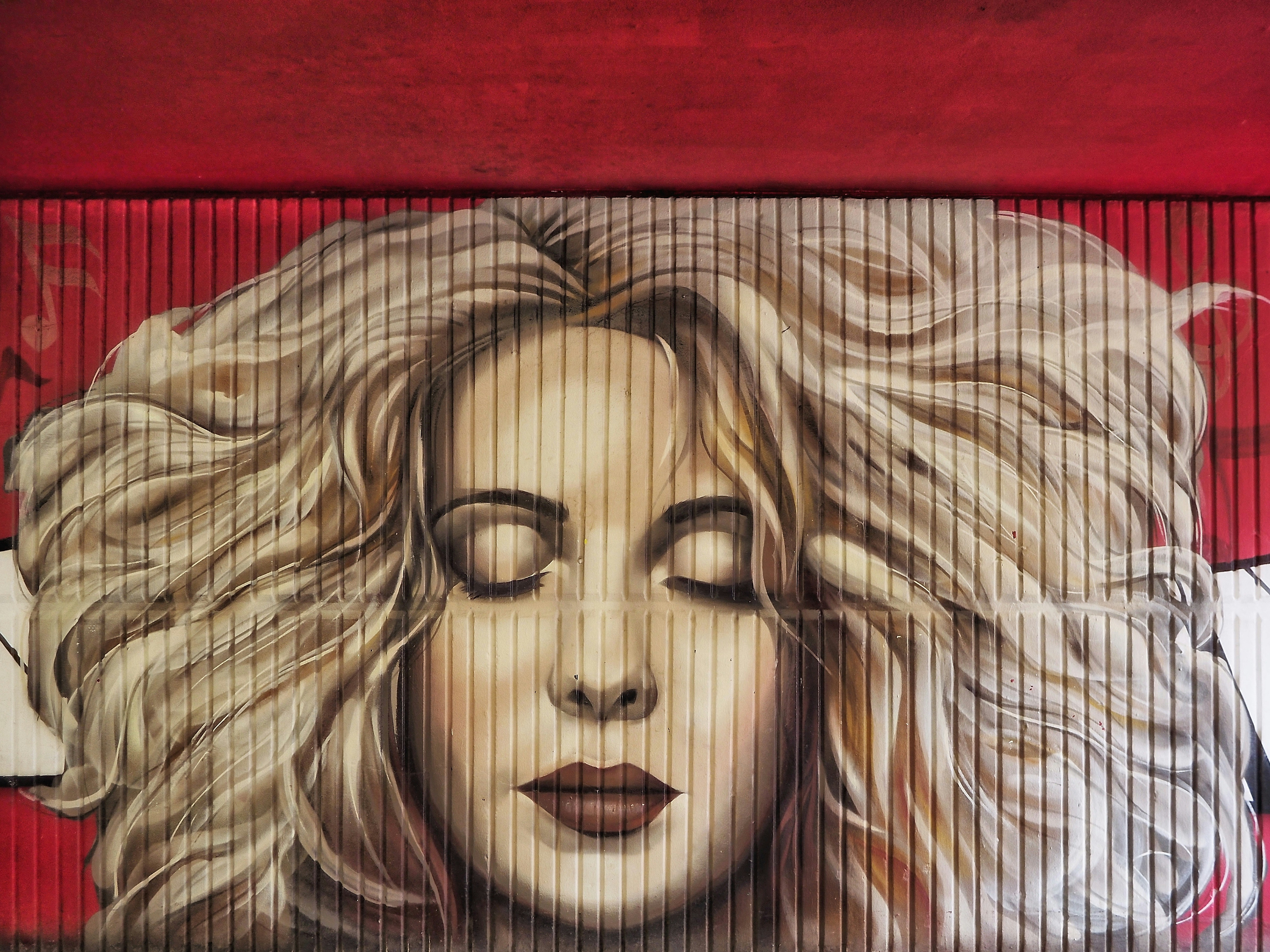 Whispering Feminine Portrait on a Red-Panel Wall