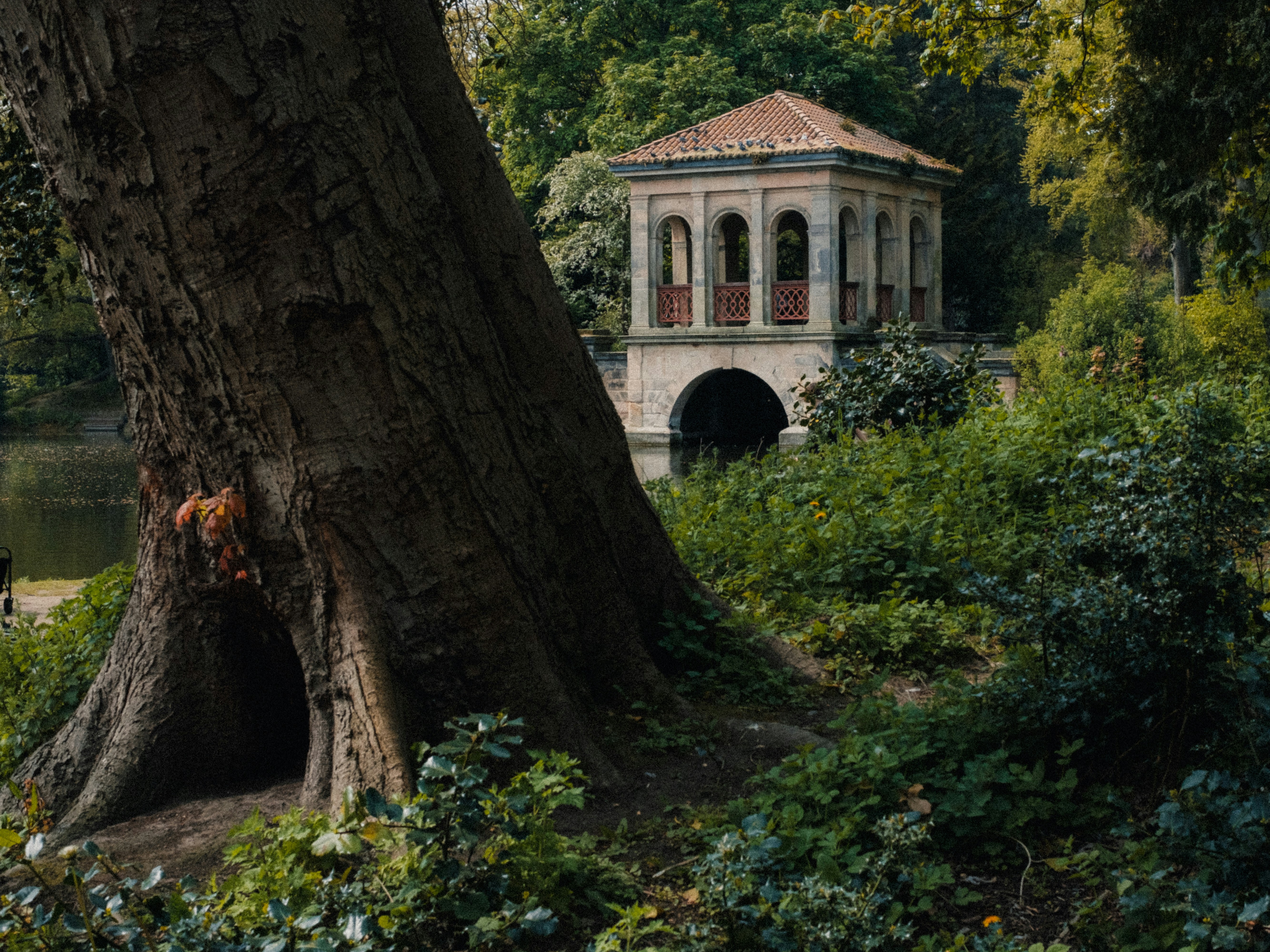 Hidden Pavilion Over Lake: Tranquil Corner in the Old Park