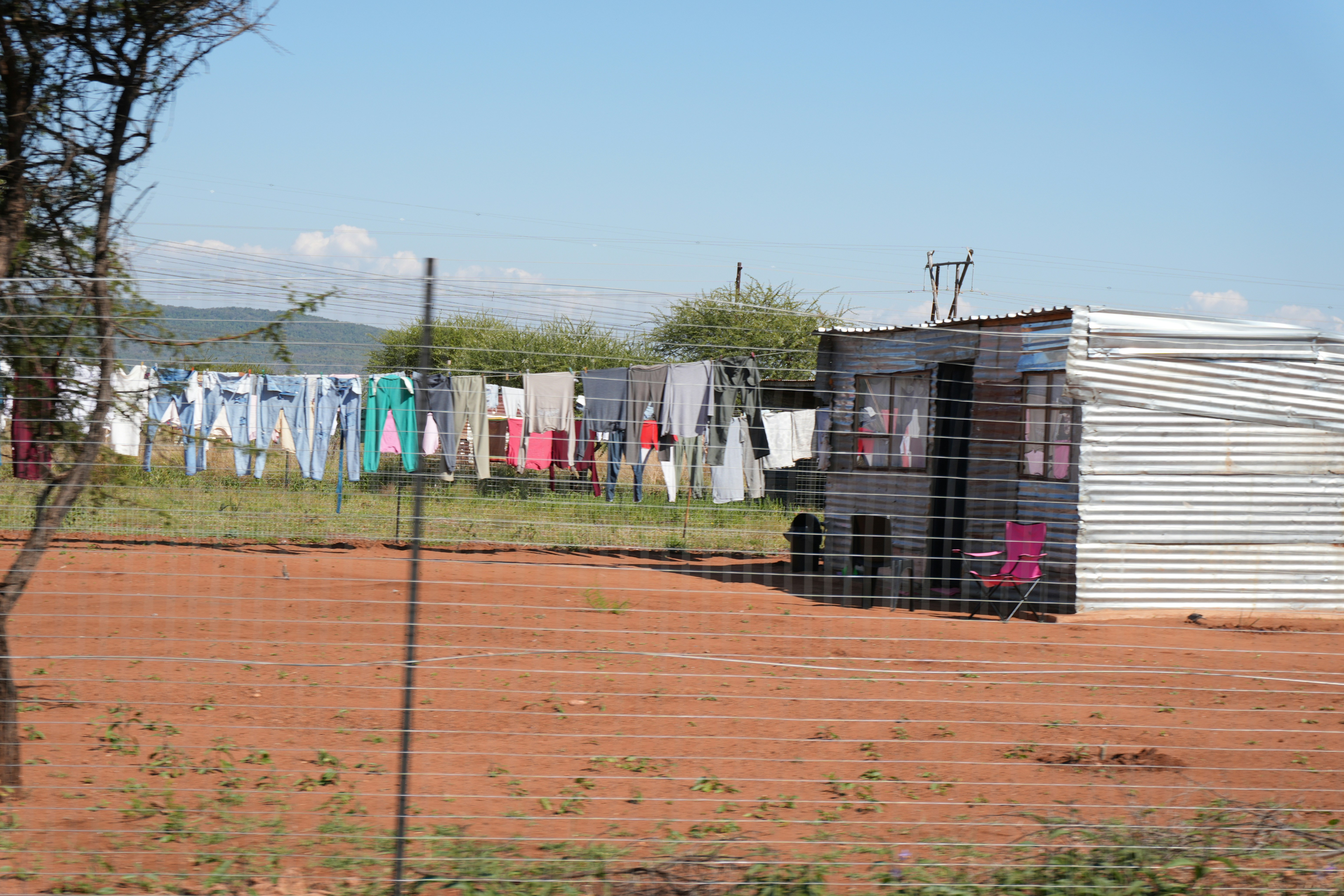 Washing Line and Shelter on a Dusty Ranch