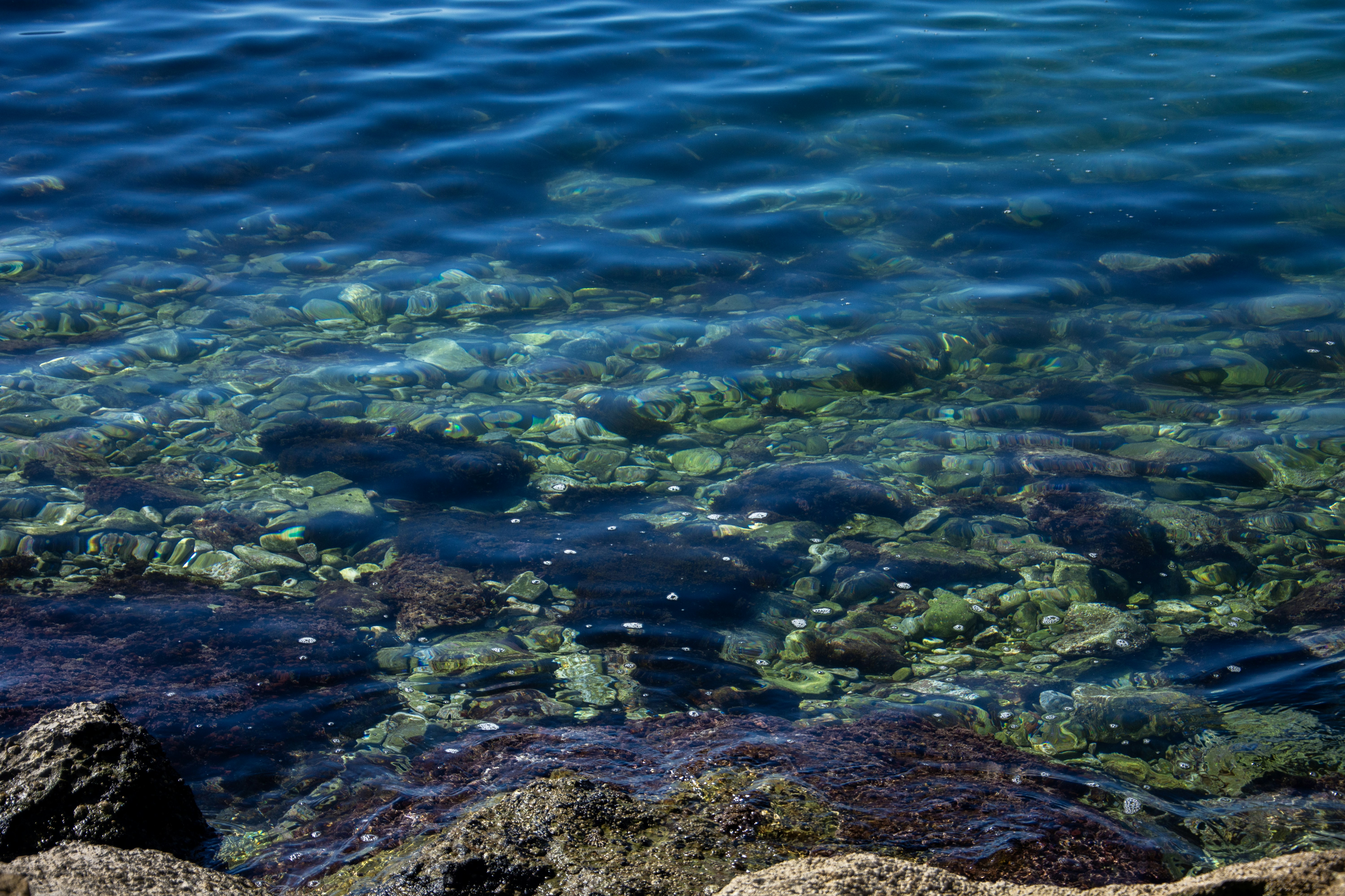 Stone Beach Mosaic: Clear Atlantic Waters Over Pebbles
