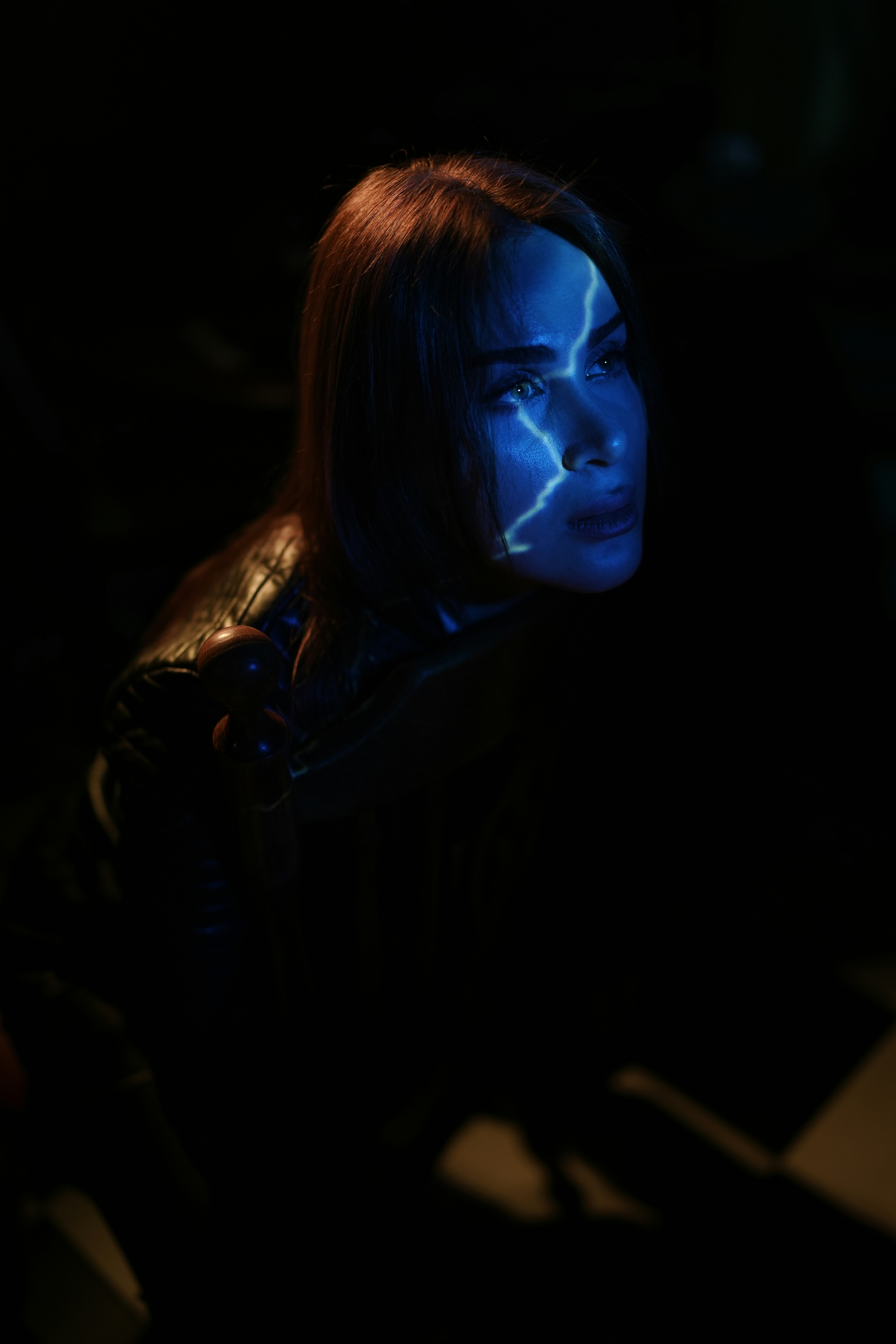 Blue Lightning on a Quiet Portrait