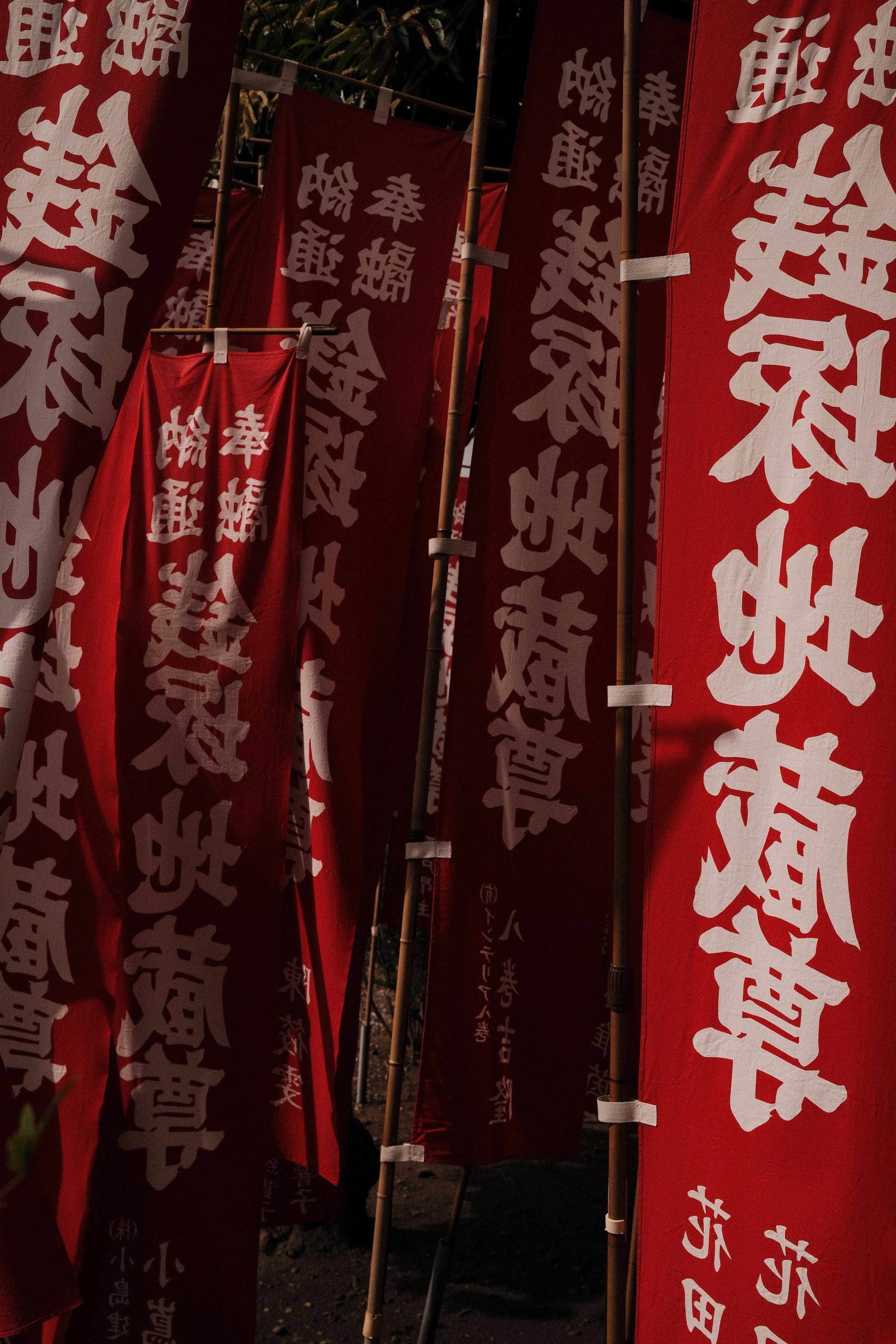 Vertical Red Flags: A Sea of Calligraphy in Motion