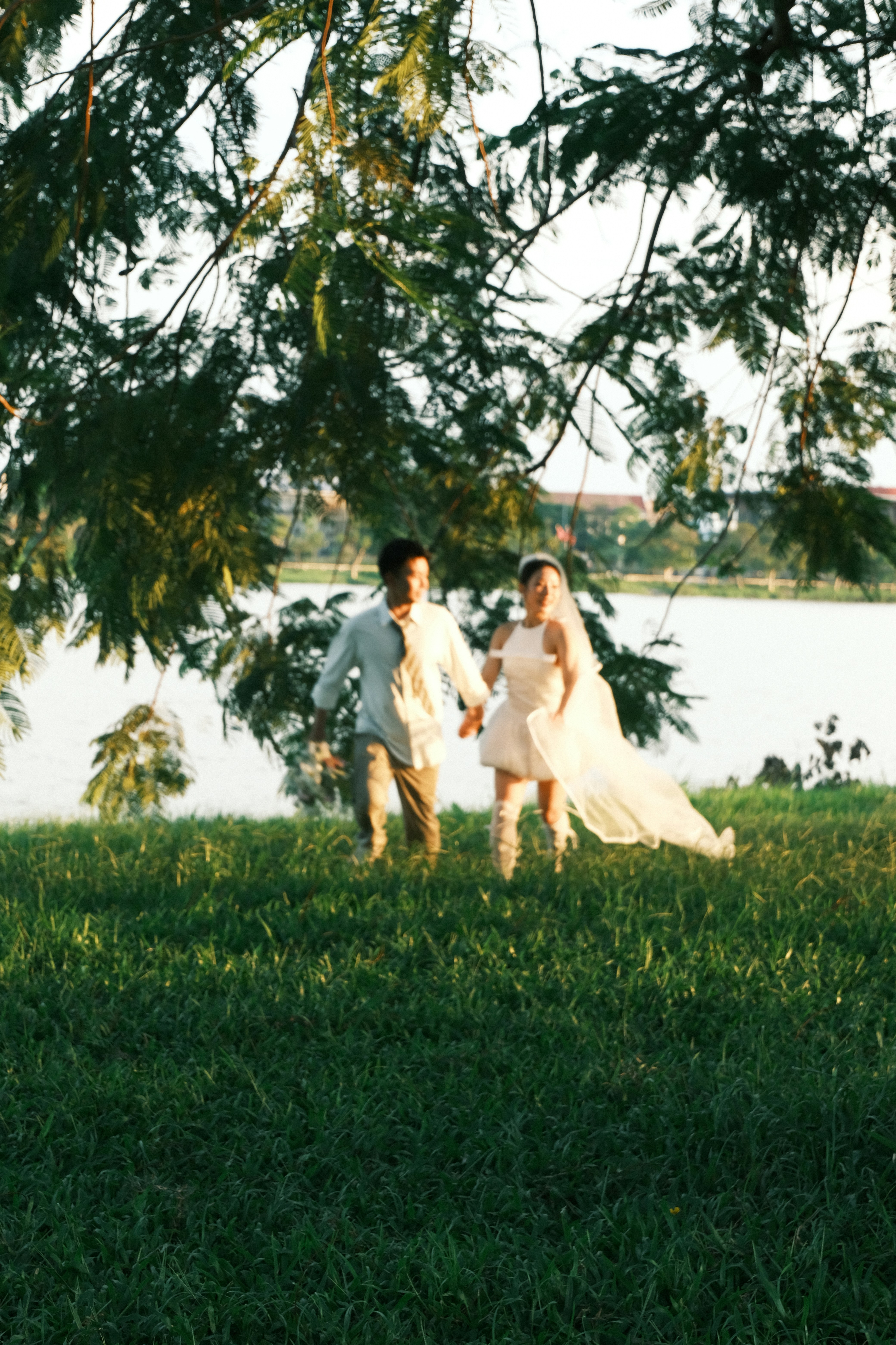 Holding Ground by the Lake: A Bridal Walk Toward Evening Light