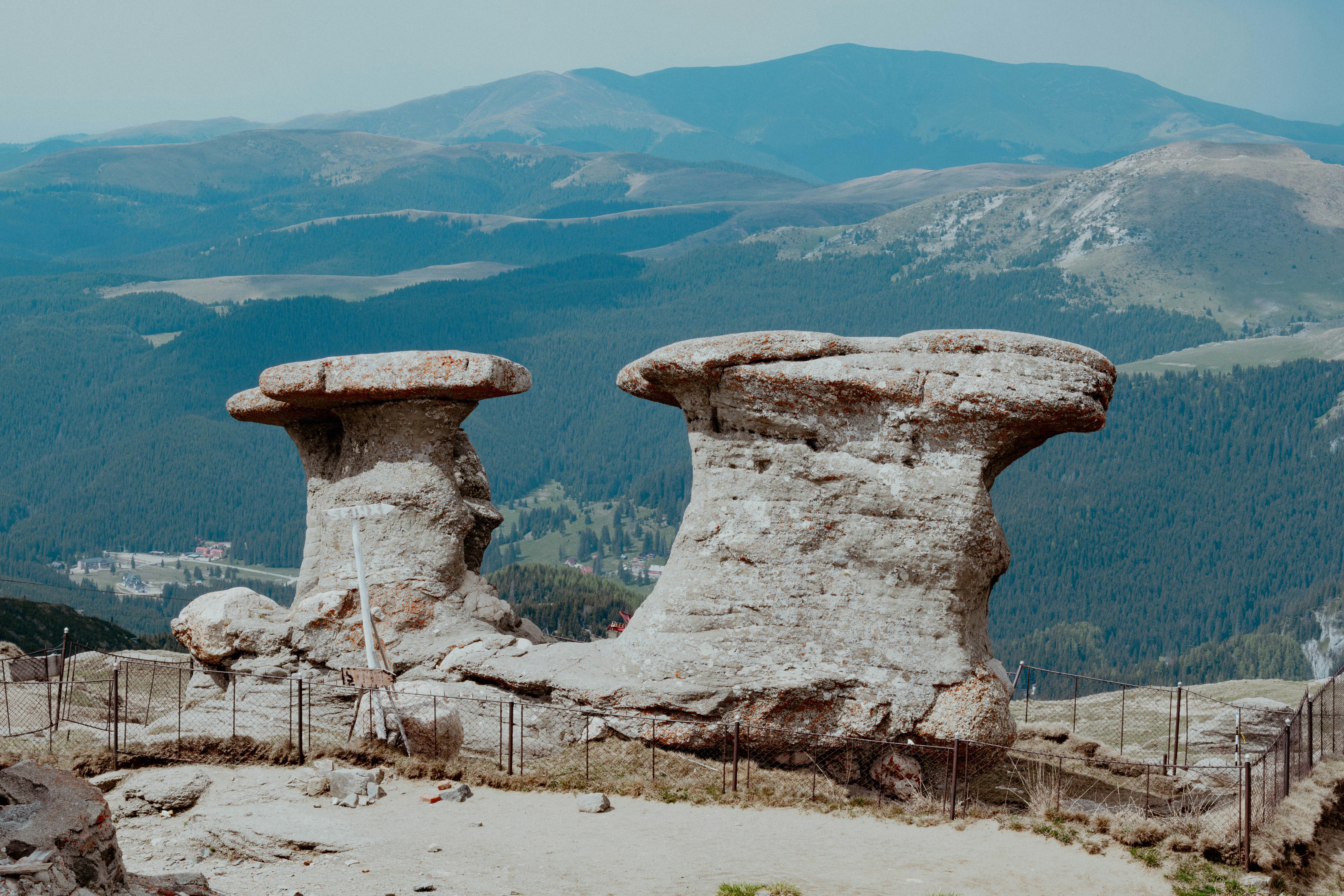 Stone Mushrooms Overlooked by the Valley Ridge
