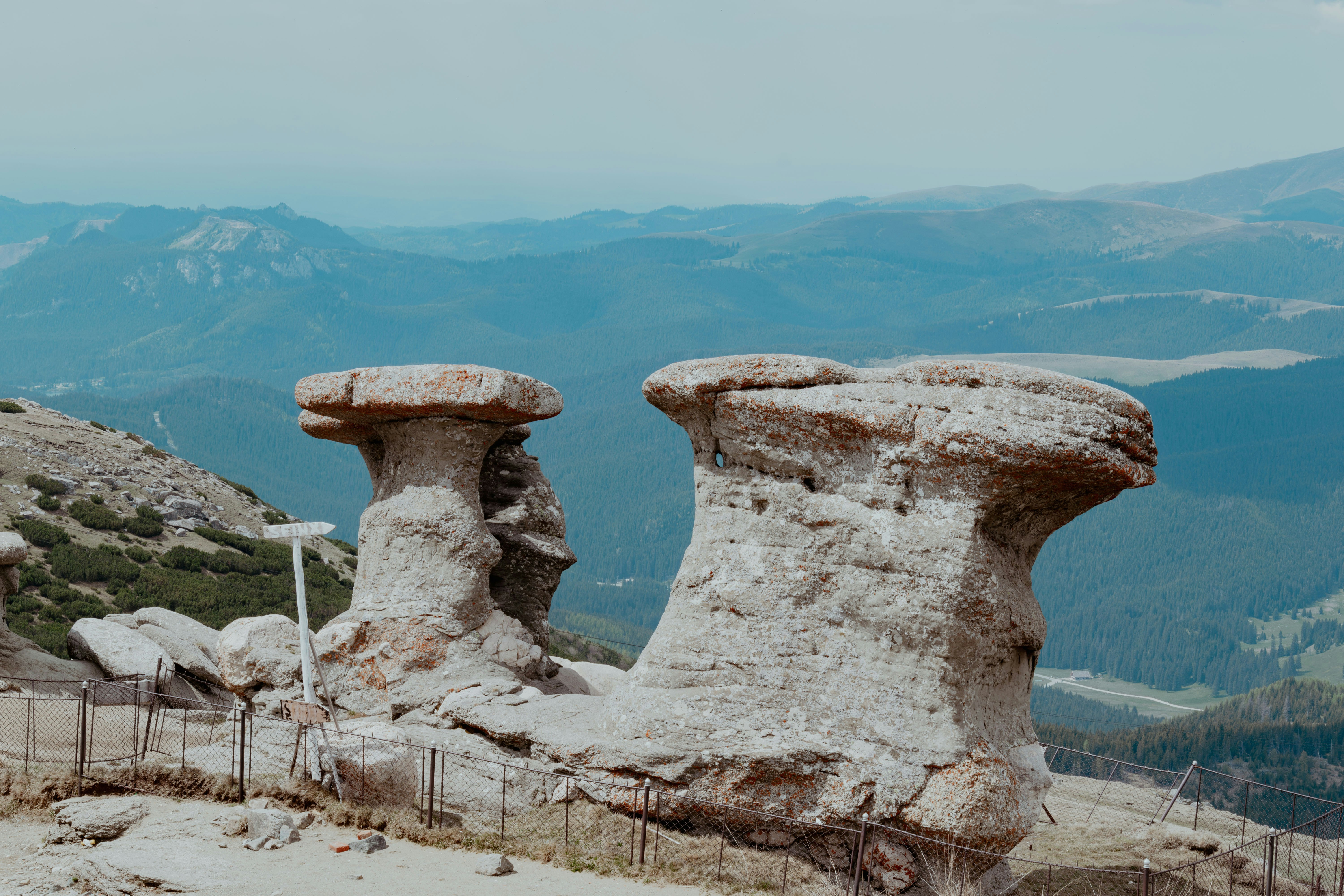 Balanced Monoliths: Lone Rock Formations in Alpine Ridge