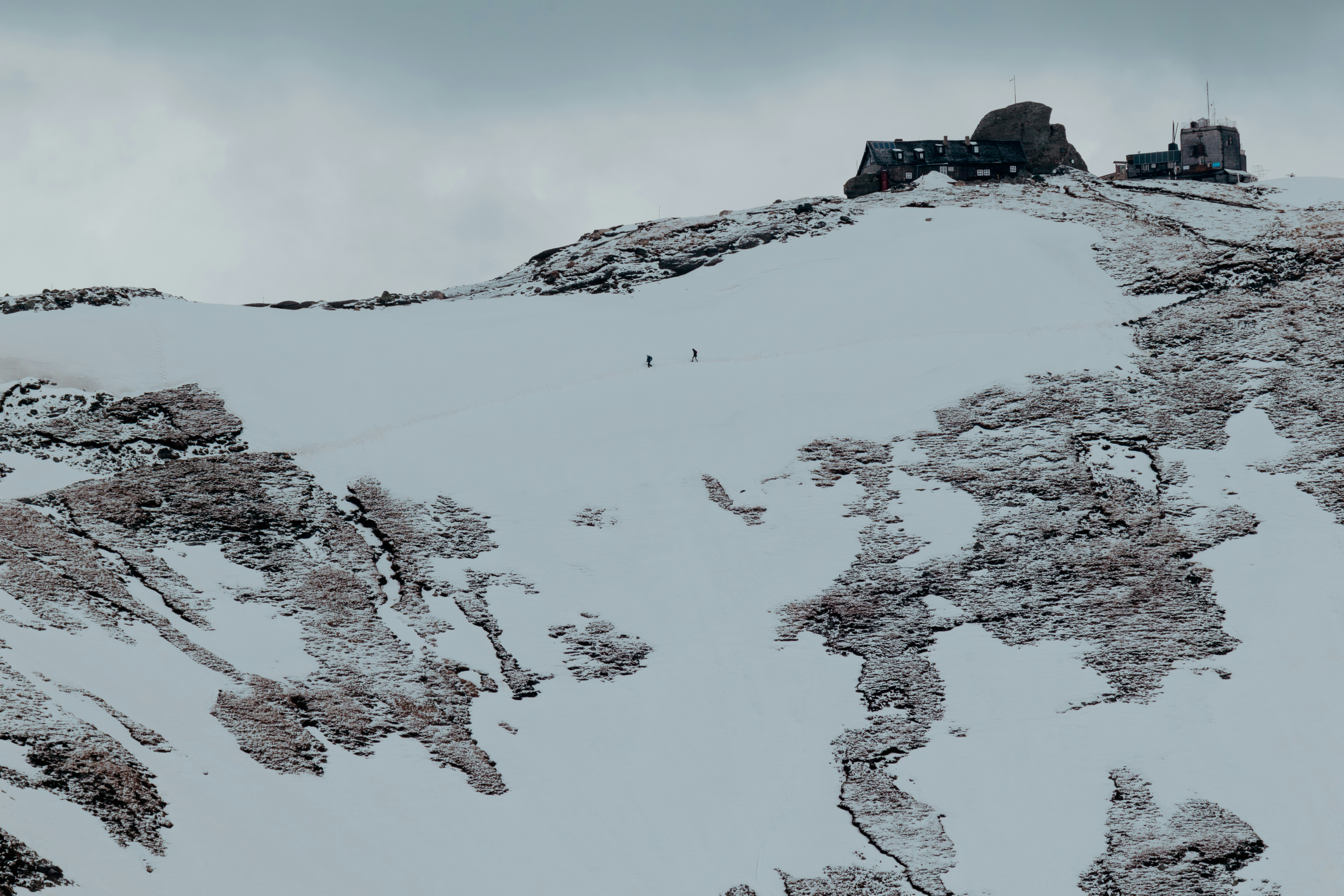 High-altitude Outpost on a Snowbound Ridge