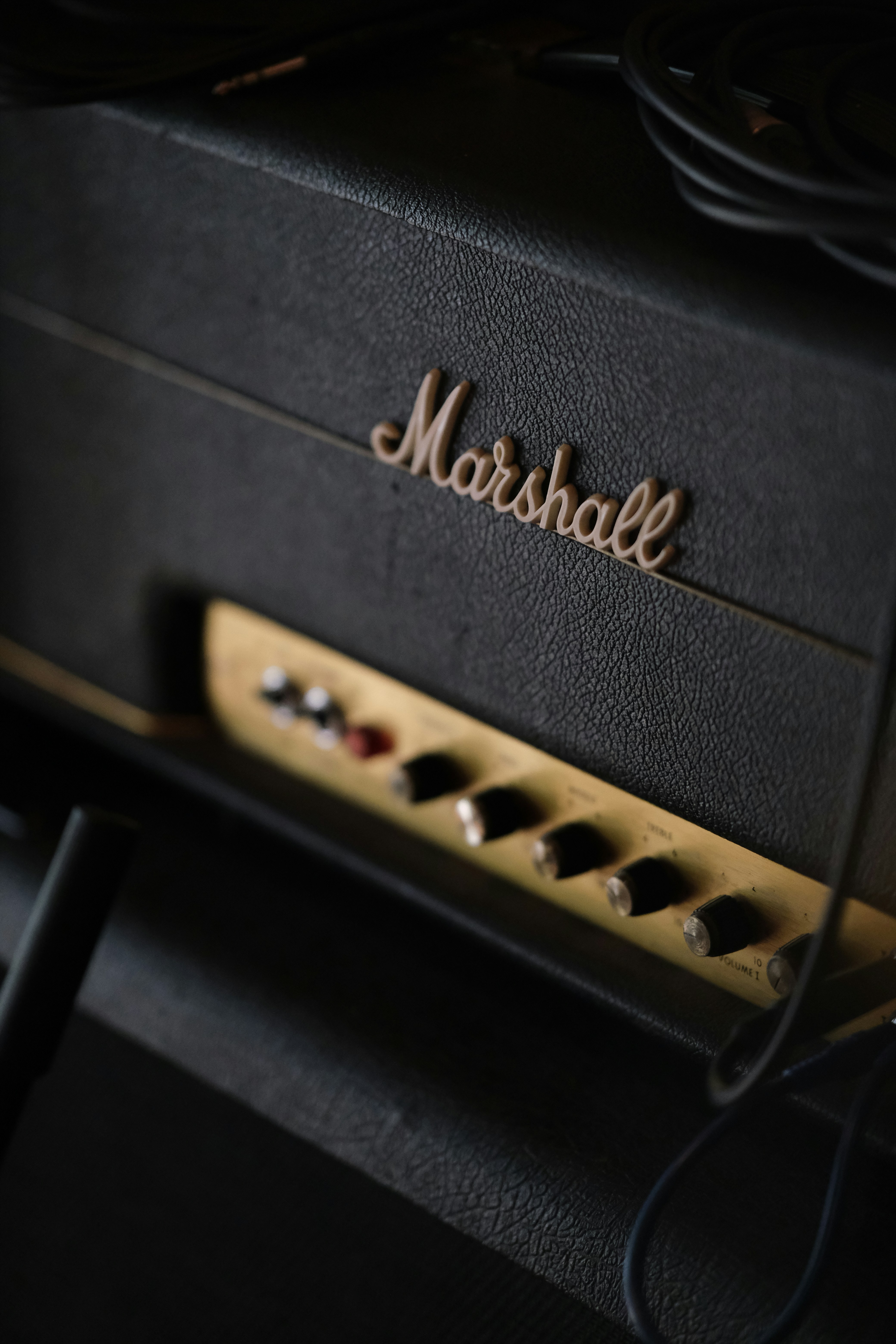 Marshall Vintage Amp Crest in Dim Studio Light