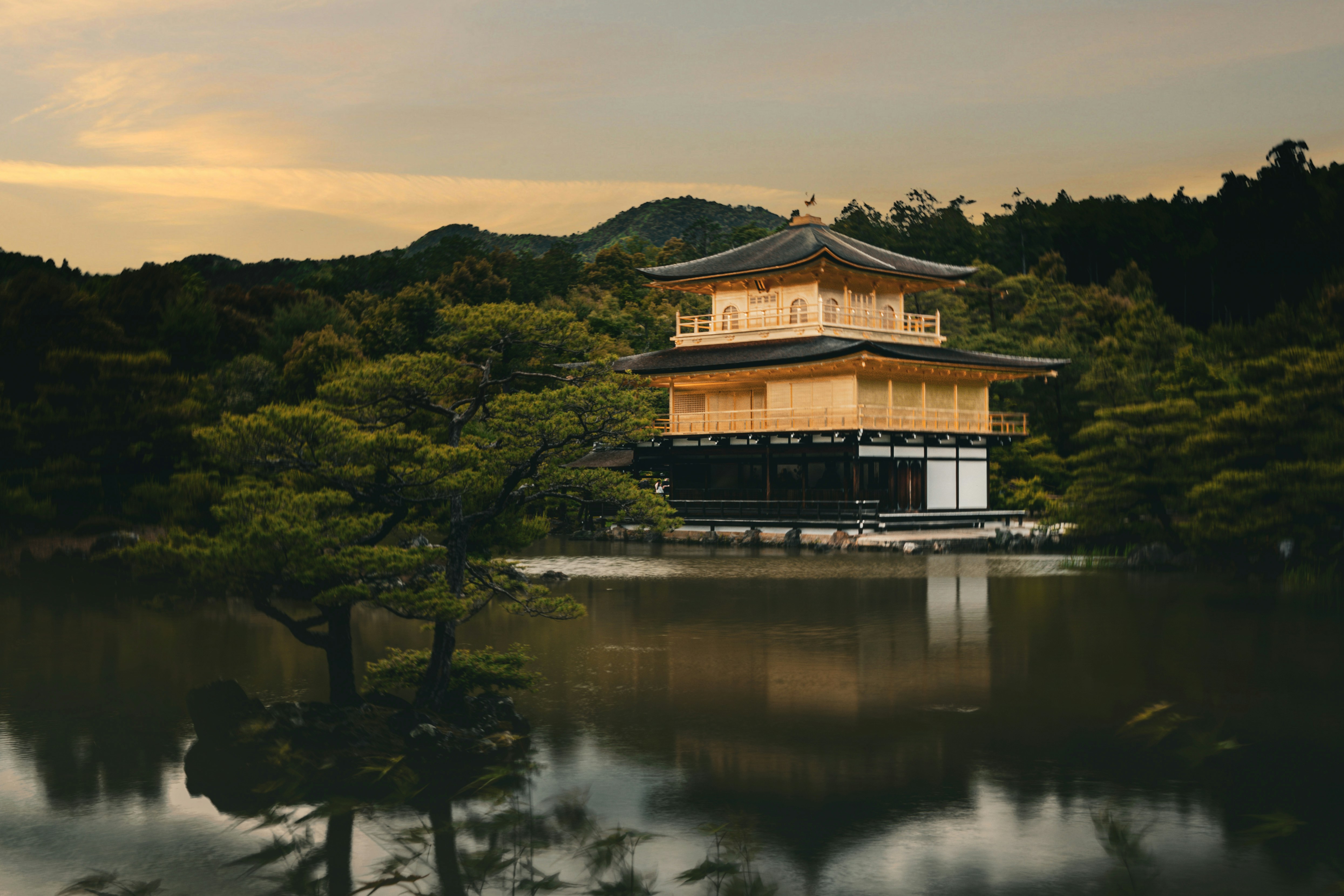 Golden Pavilion Quietly Rising from the Lake