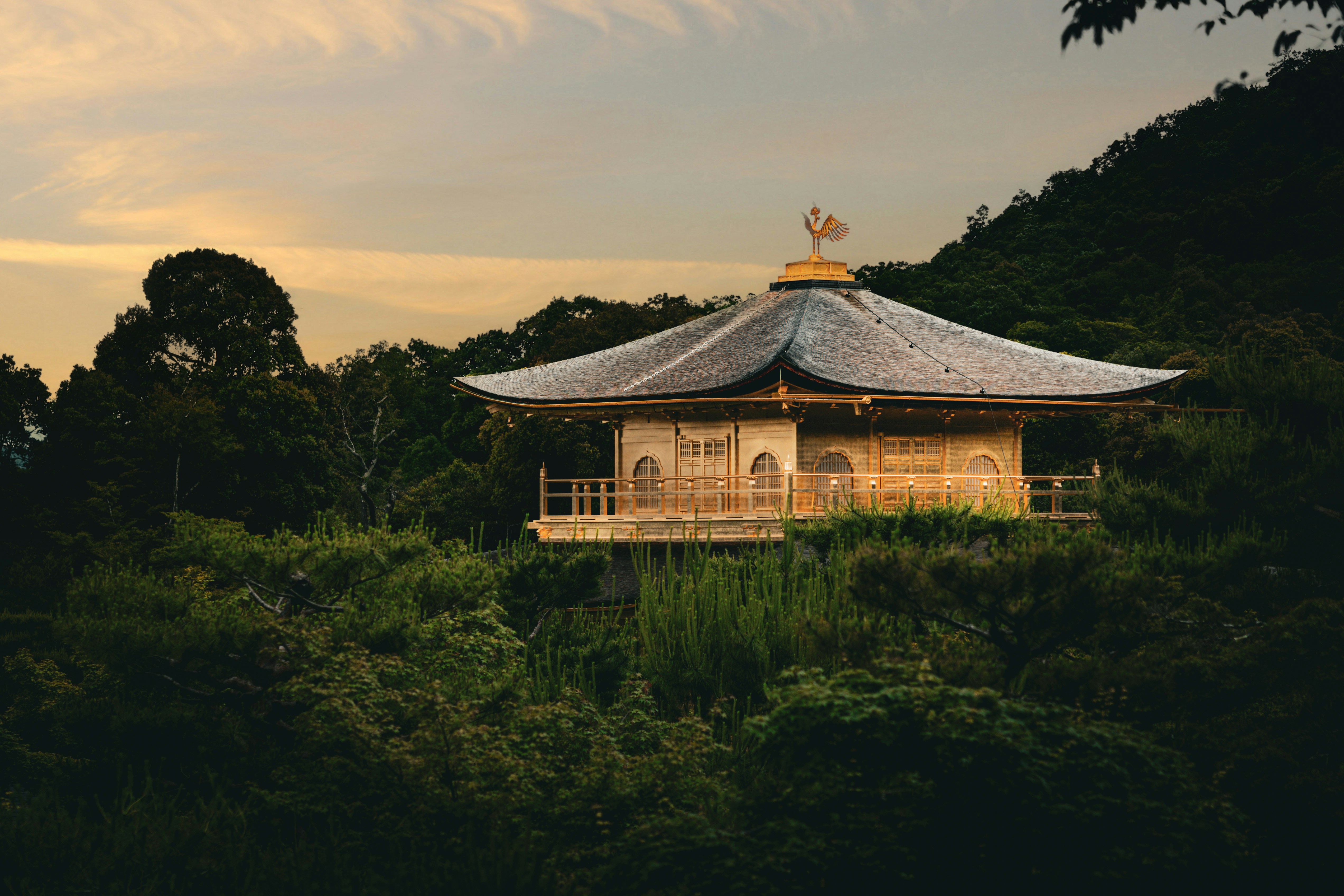 Golden Pavilion Crowned by Sunset