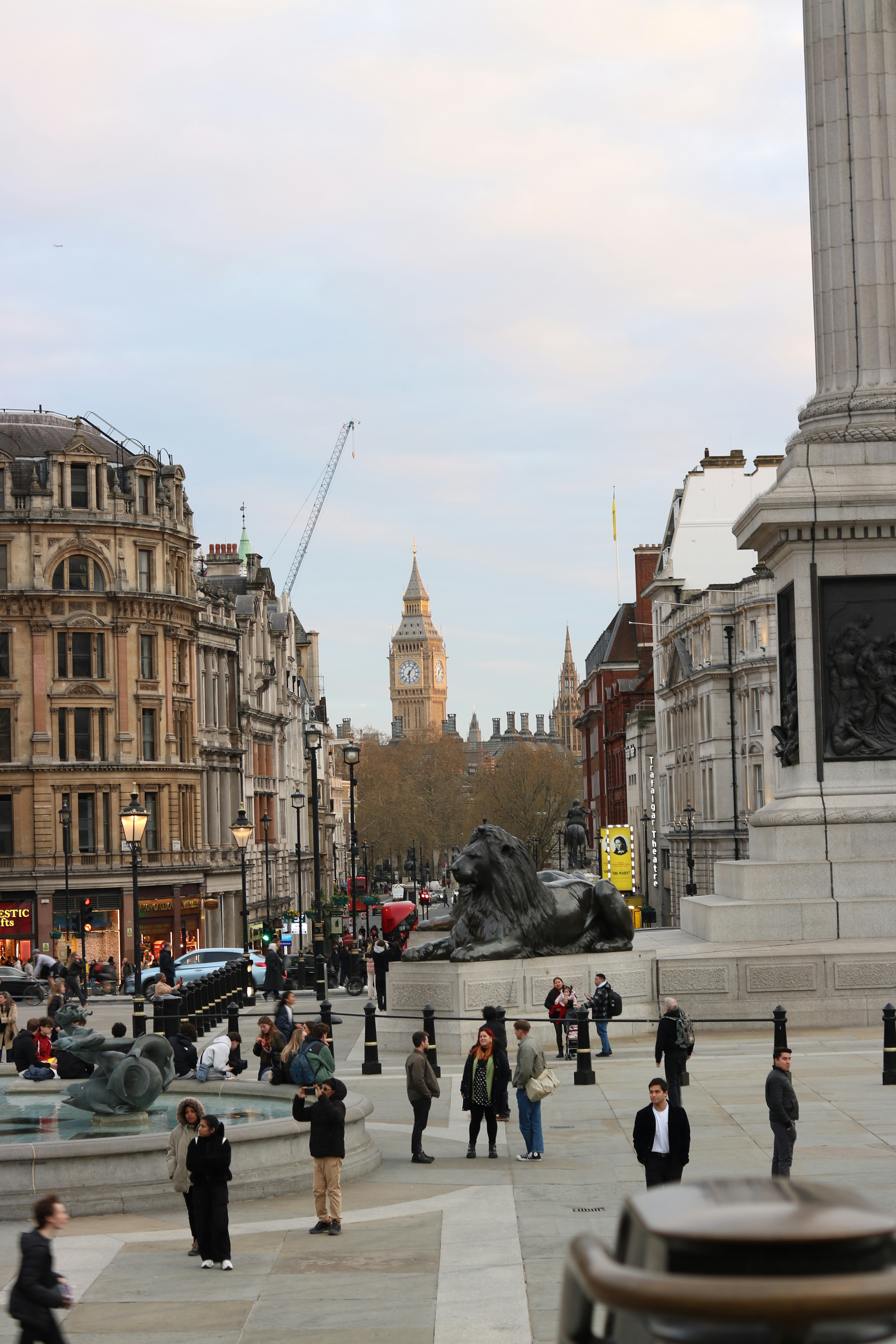 London Square: A Bustle of Stone and Faces