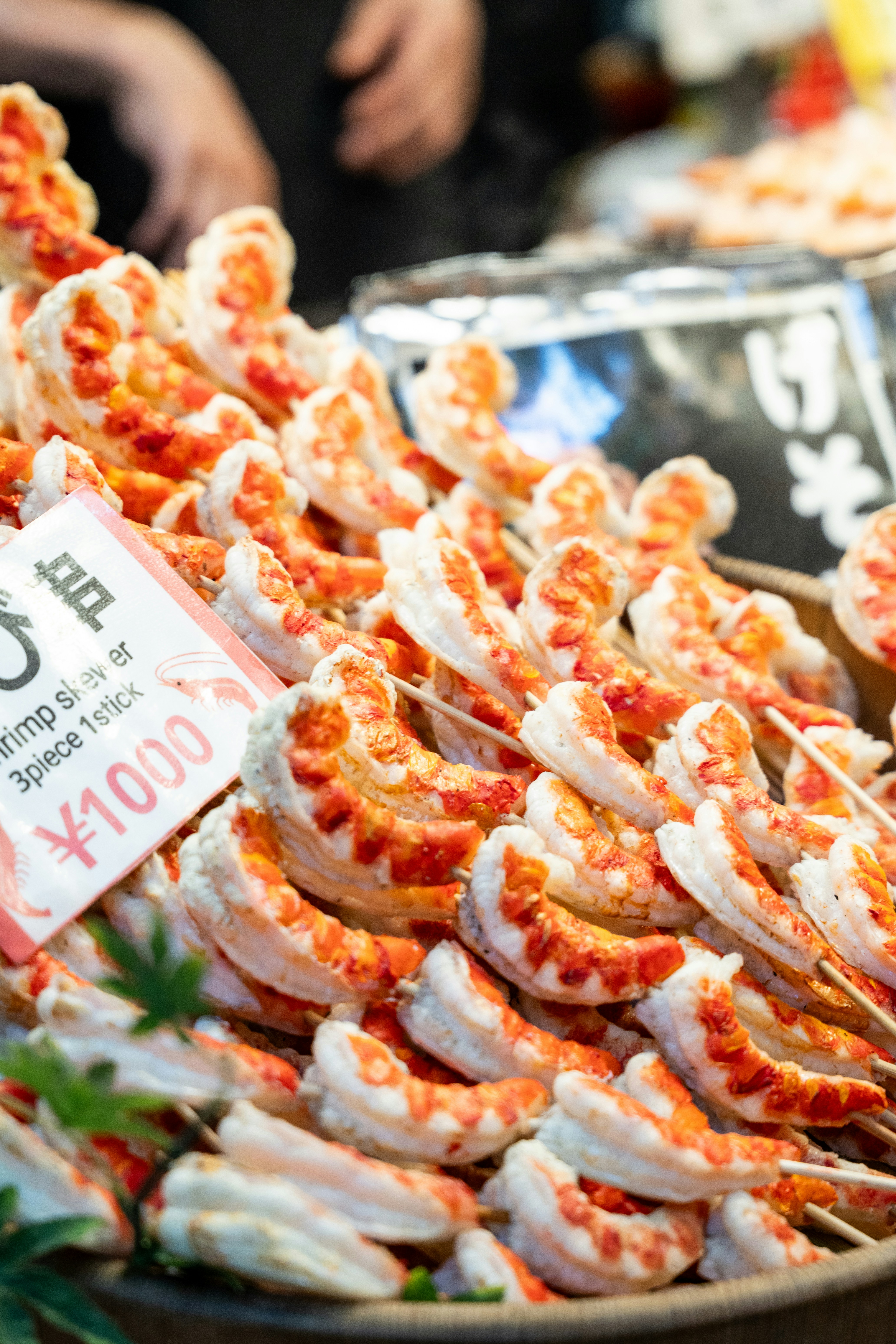 Crimson Crowned Shrimp Stacks at a Street Market