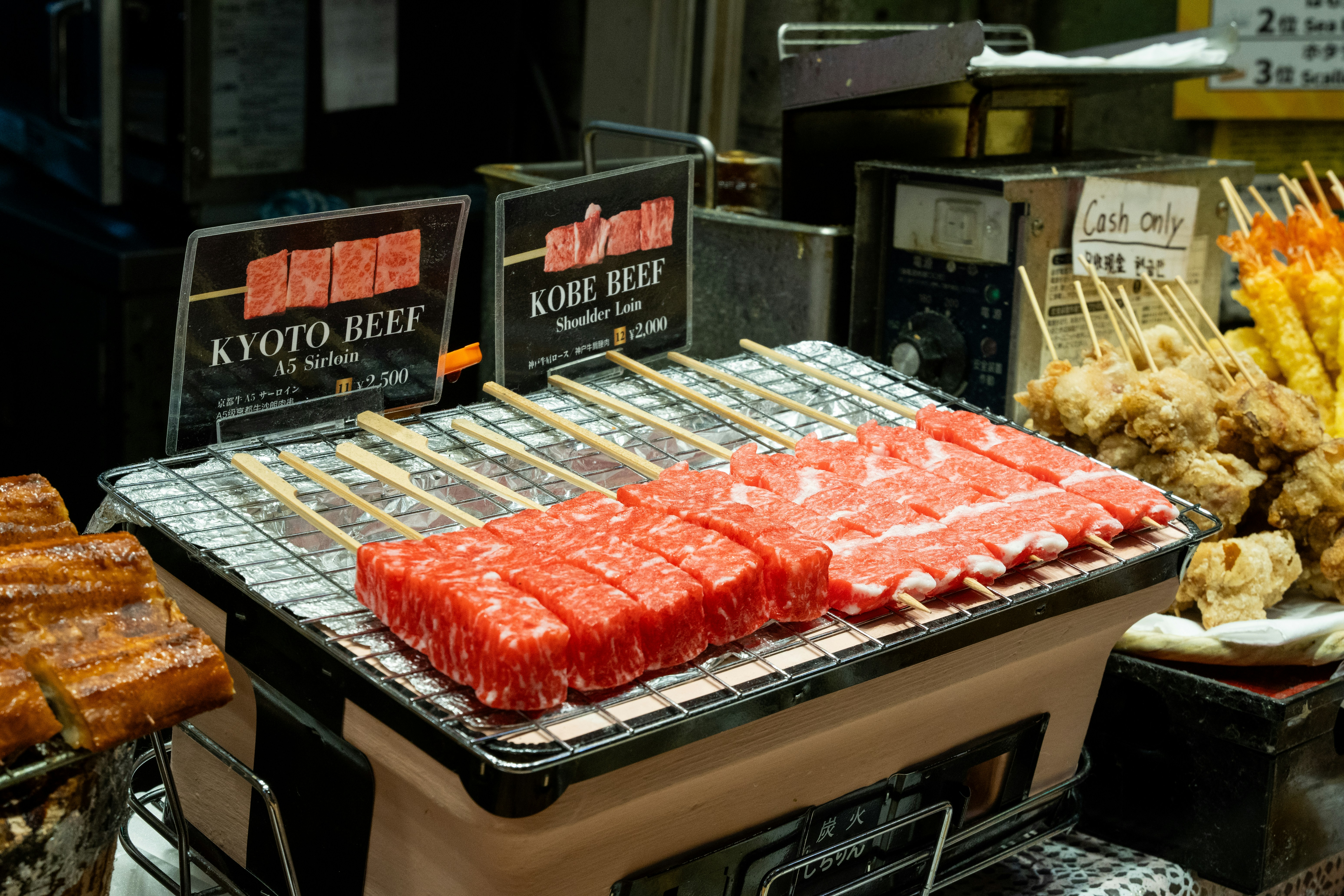 Charred Wagyu in a Market Grill Display