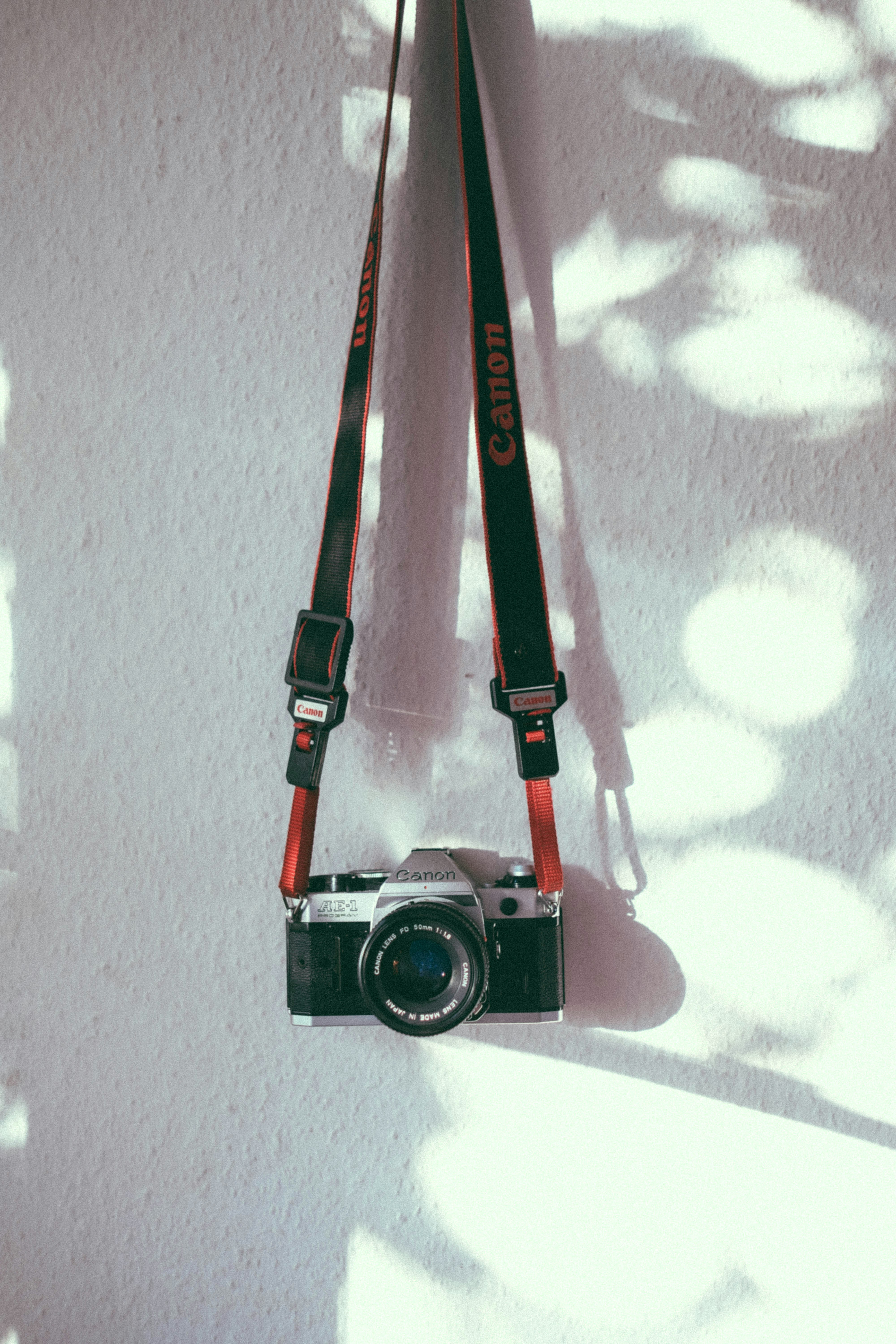 Suspended Canon: A Vintage SLR in Soft Shadowed Light
