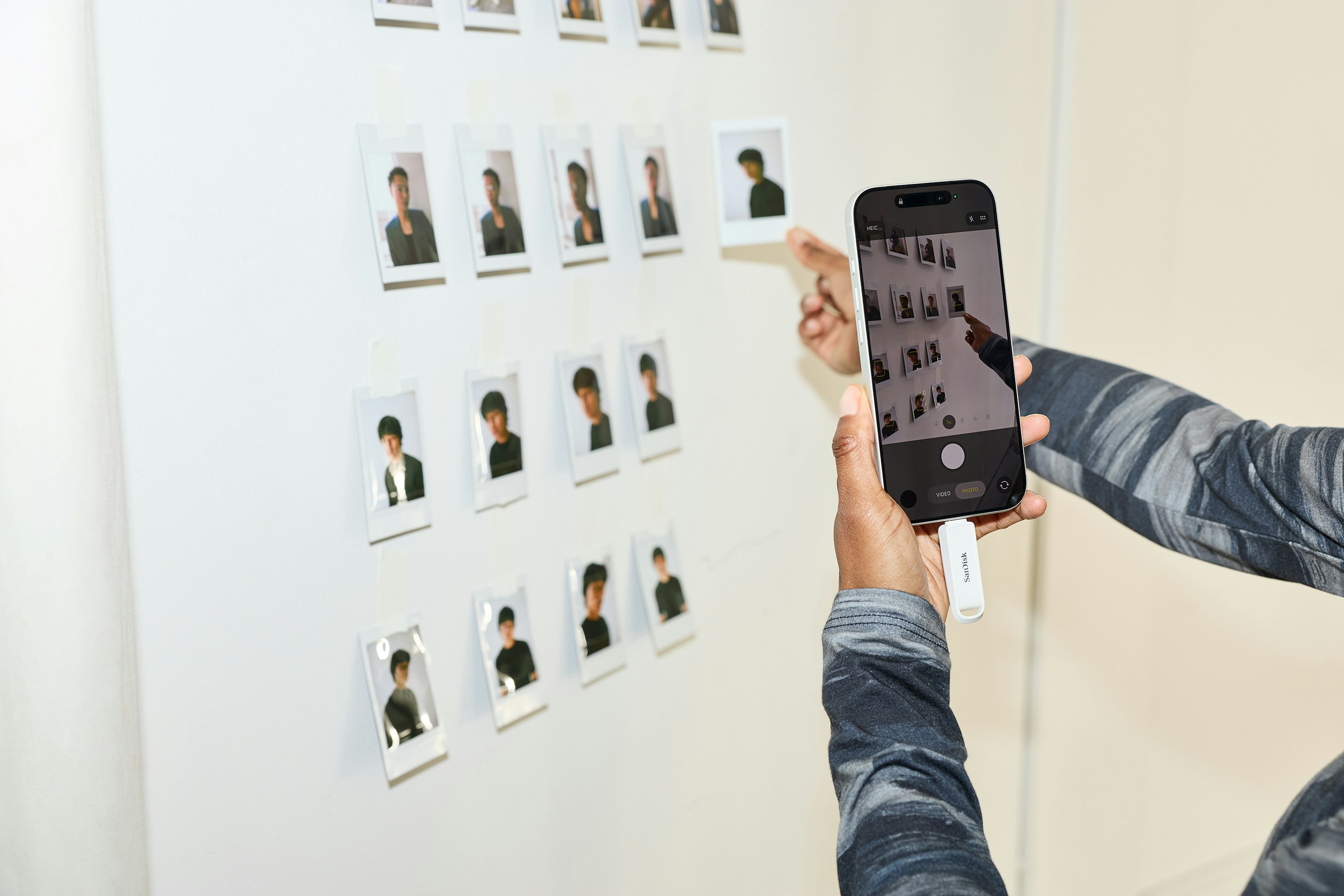 Polaroid grid in motion: Capturing a hands-on portrait session