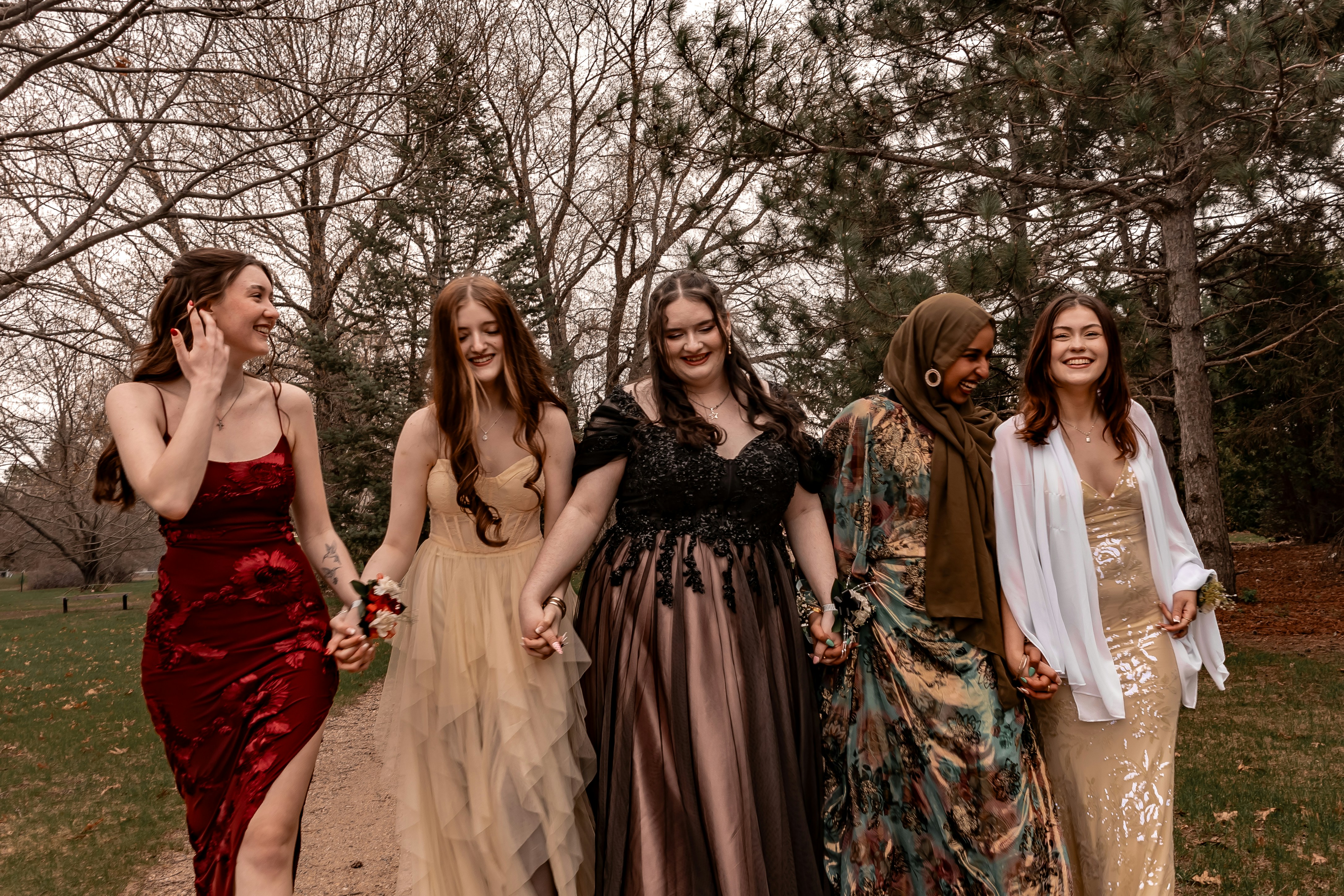 Five Friends in Formal Fiesta Walk